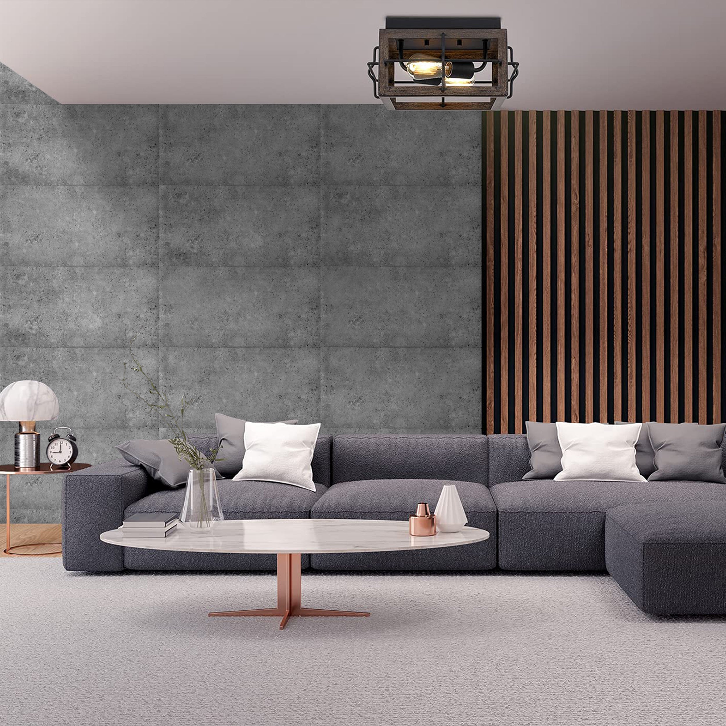 DECOSA Panneau décoratif Béton aspect béton - polystyrène - gris - 50 x ...