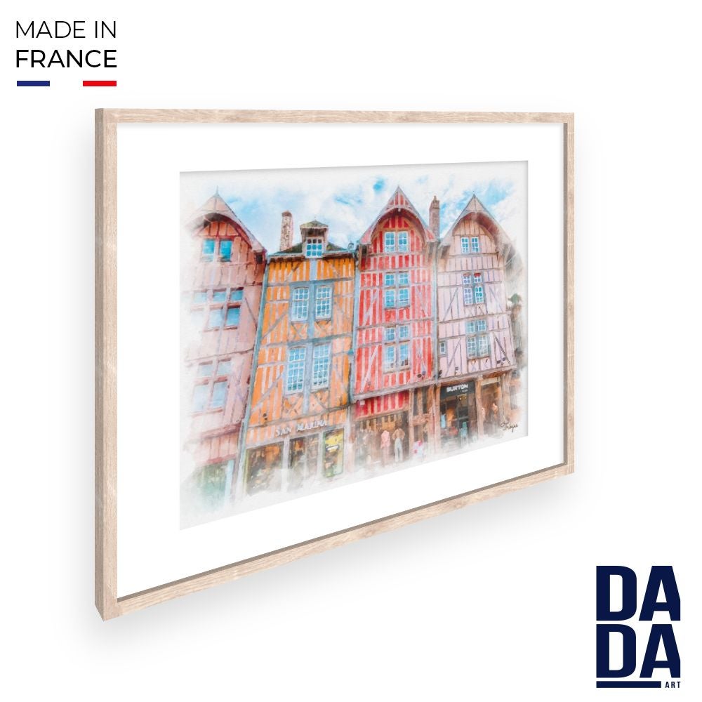 Image encadrée Architecture de Troyes / 30x40 cm / Cadre Effet naturel ...
