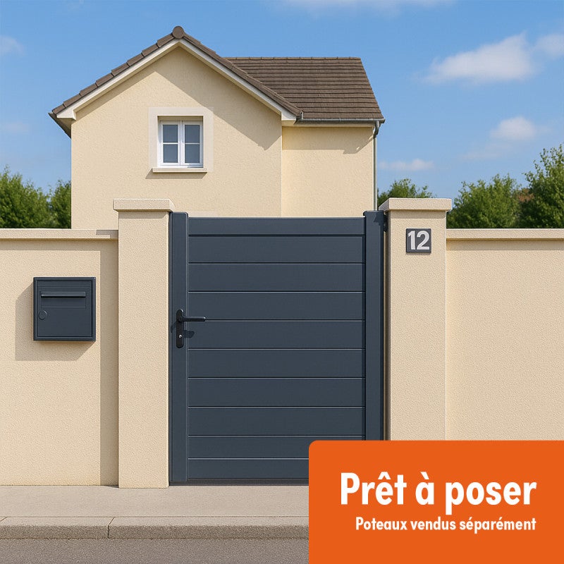 Portillon Aluminium Plein - Largeur 1m - Hauteur 1m90 – Gris anthracite ...
