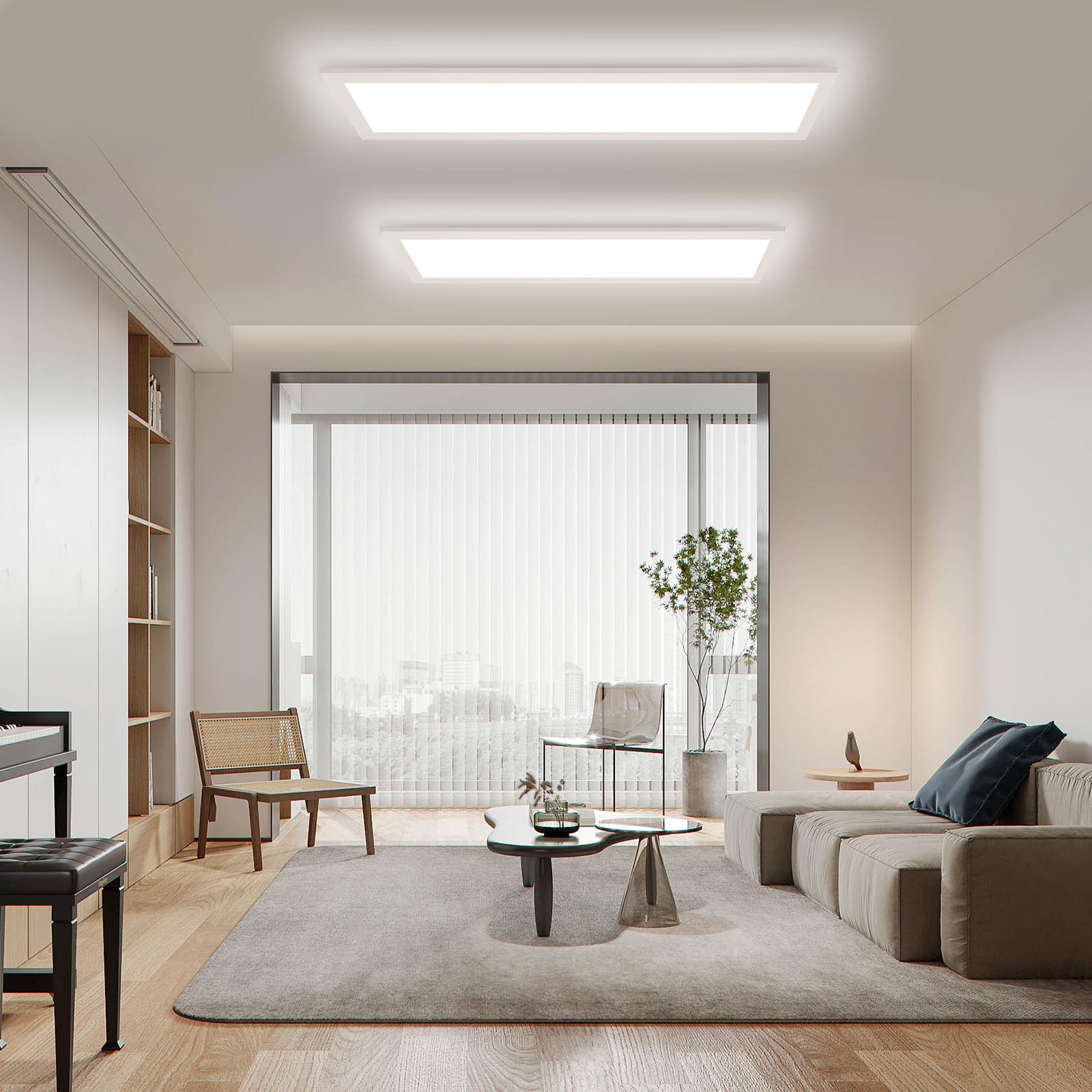 LOVHAUS Pack de 2 Lámparas LED de 24W para Salón 2400LM, Panel LED para ...