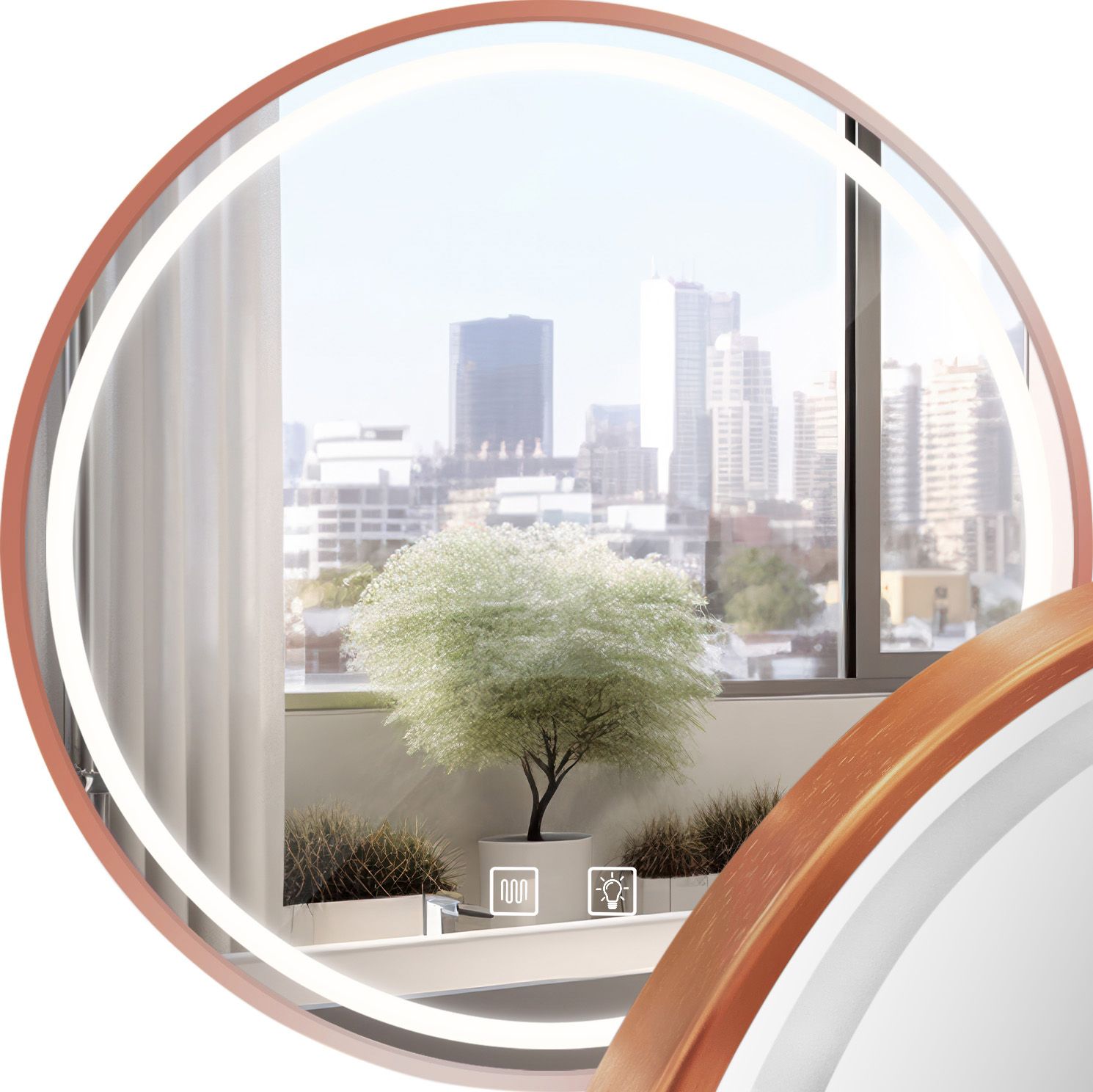 Specchio Appeso Rea Led P11394 Mmj 50cm Rose Gold - 2x50x50cm | Leroy ...