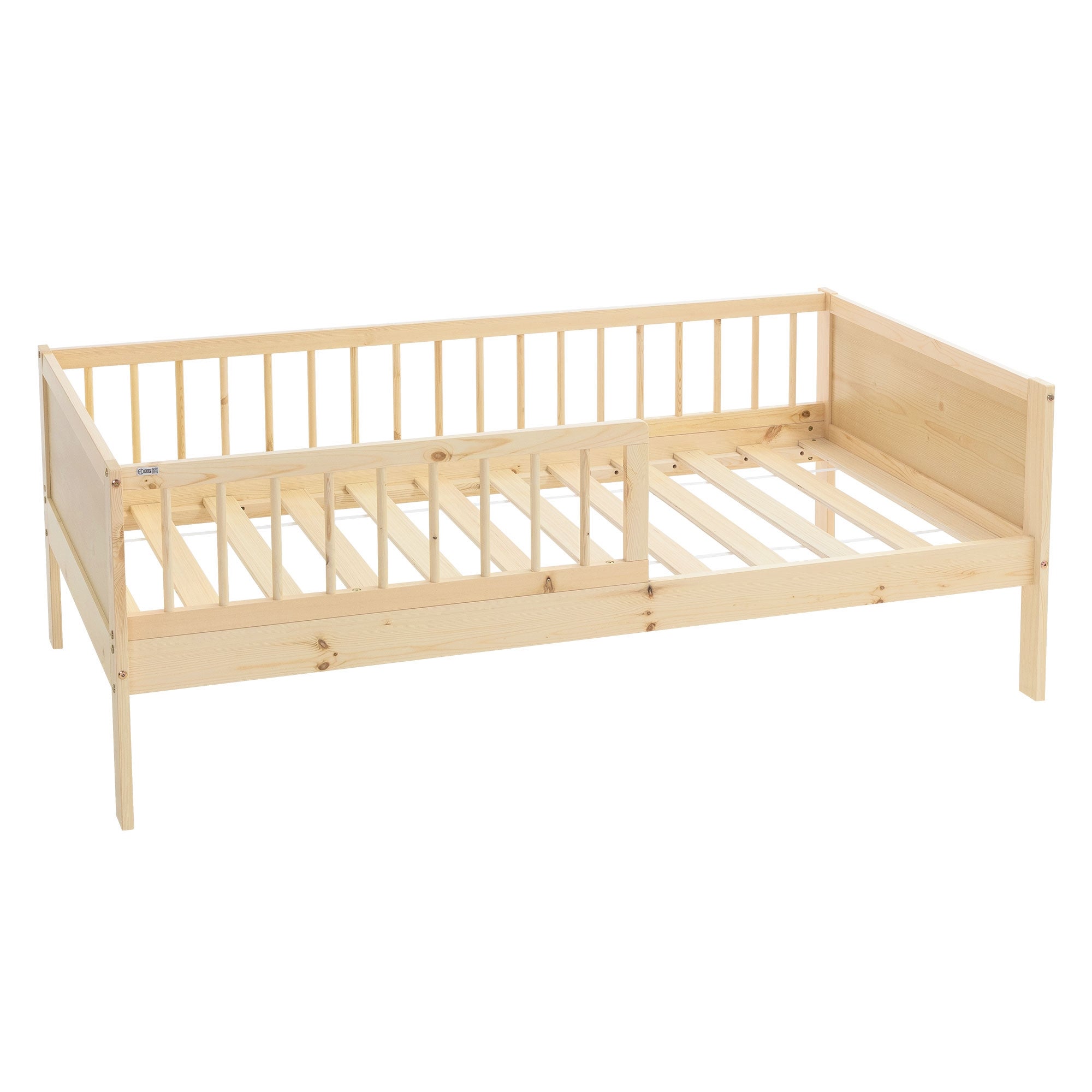 Lit d'enfant simple 80x160 cm naturel cadre de lit sans matelas en bois ...
