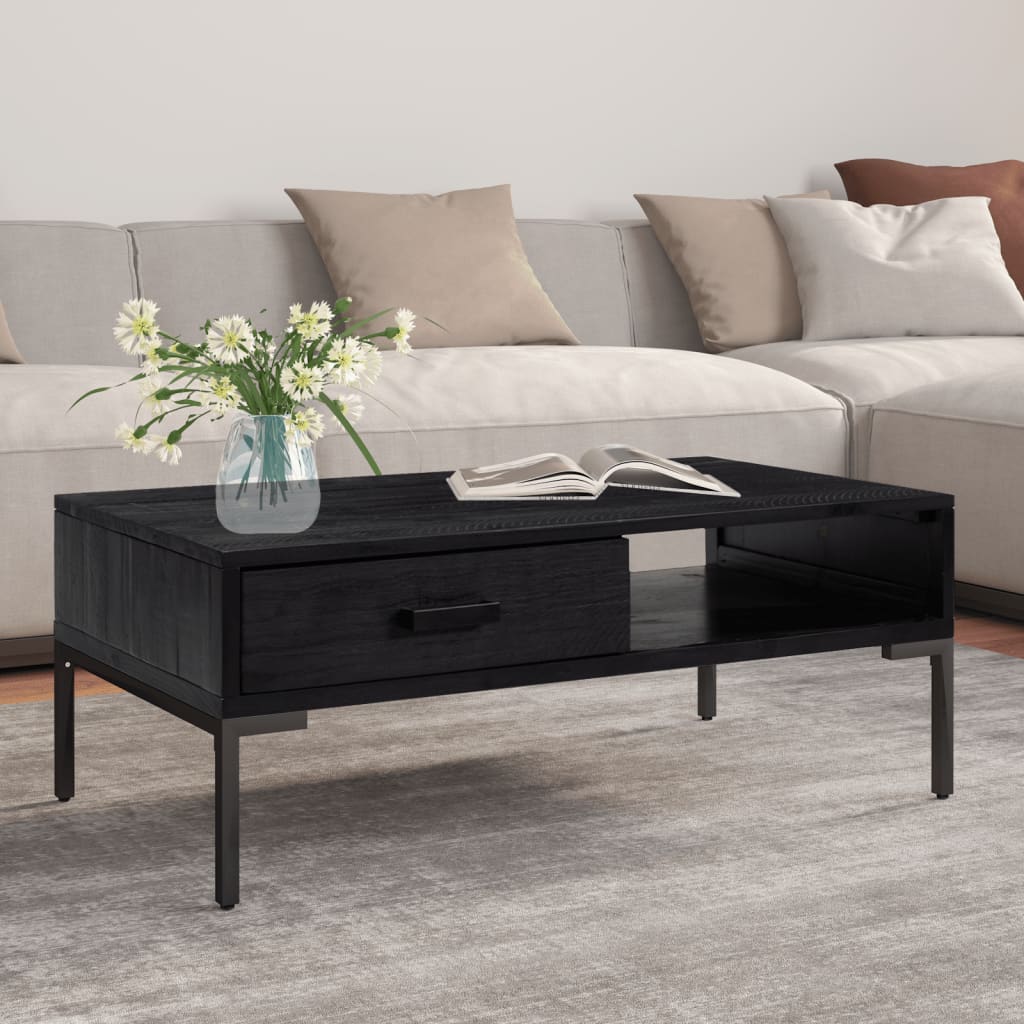 Maison Exclusive - Table basse Noir 90x50x35 cm Bois de pin massif ...
