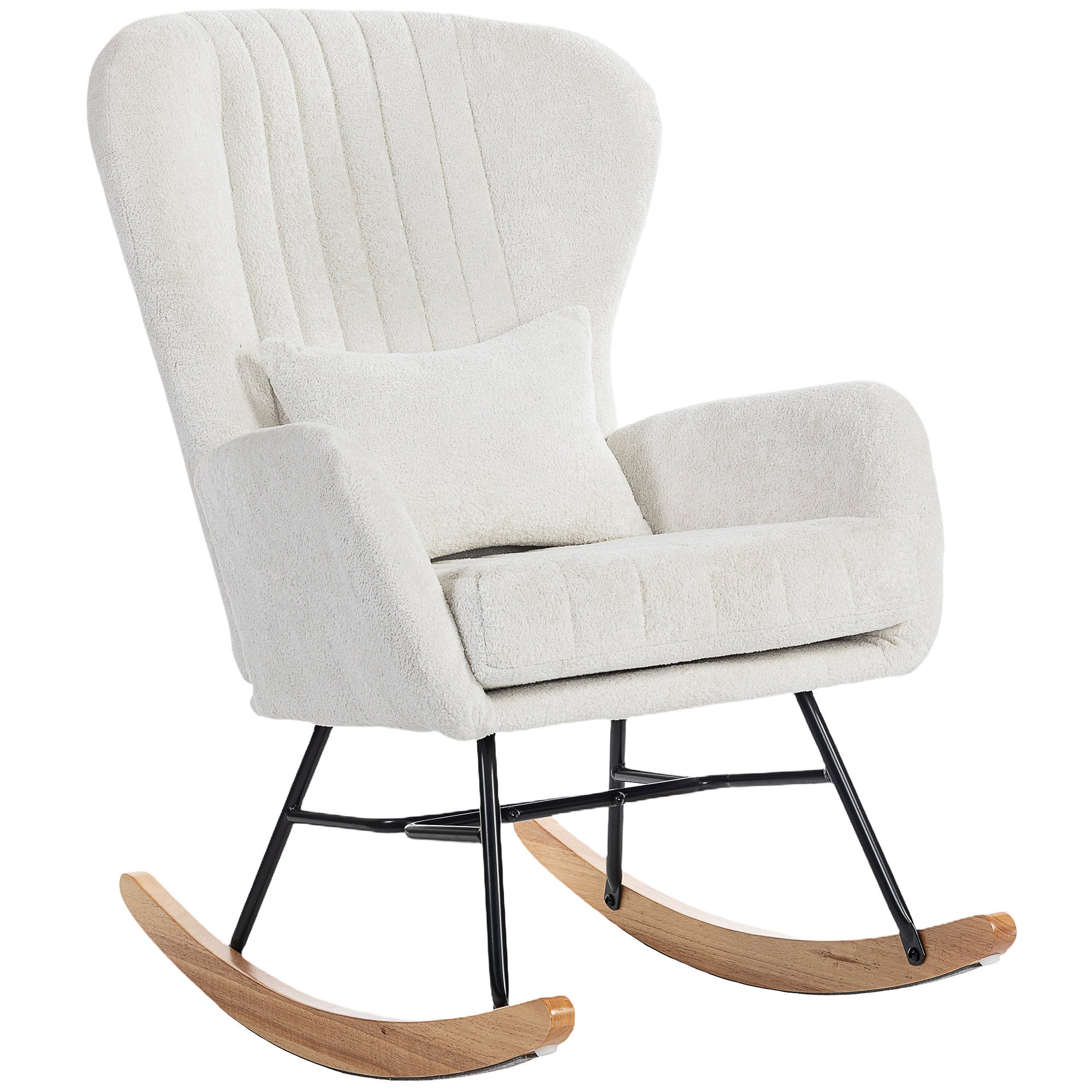 Silla mecedora con cojín, asiento acolchado, respaldo alto, 67 x 88 x ...