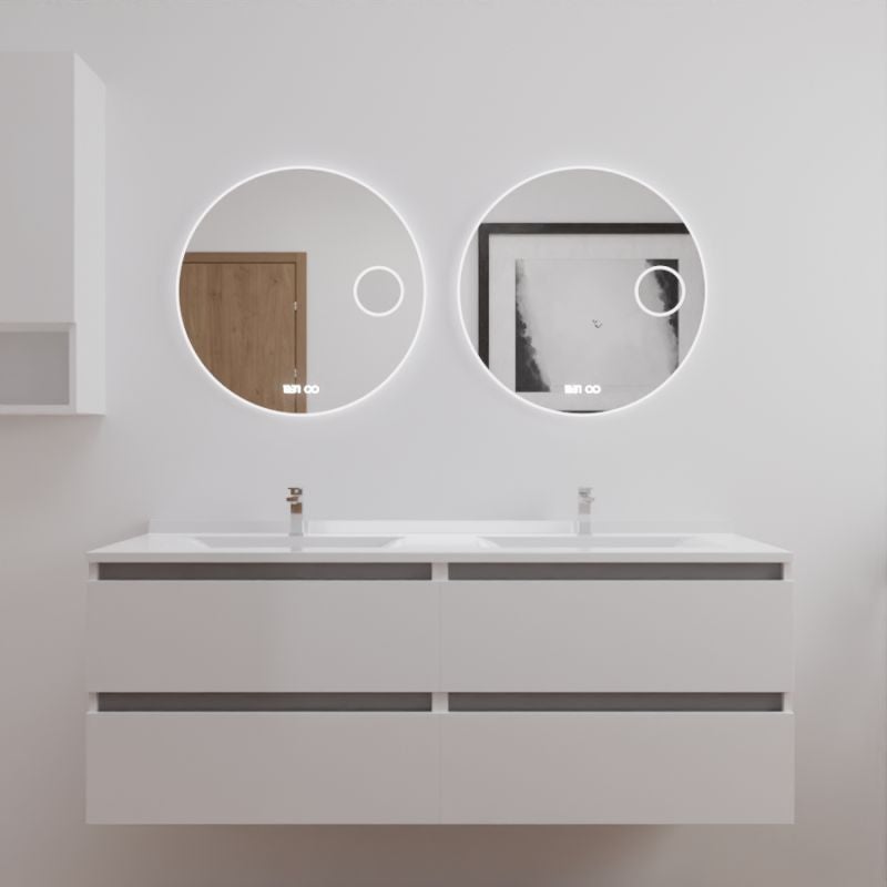 Meuble double vasque 140 cm ARLEQUIN avec 2 miroirs Rondinara|Blanc ...