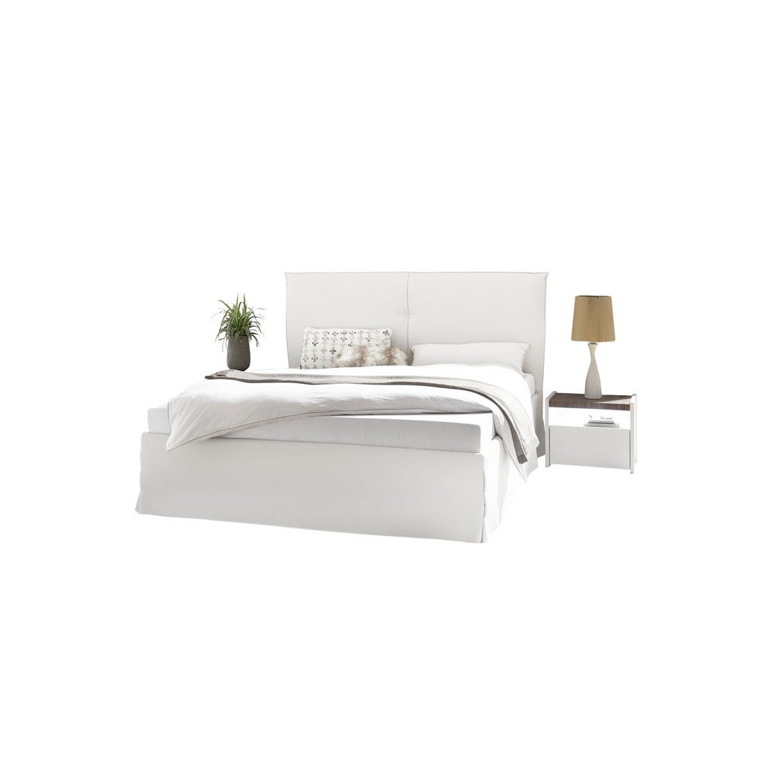 Cadre + Tête de lit 160*200 cm Simili cuir Blanc - ANIECE n°1 | Leroy ...