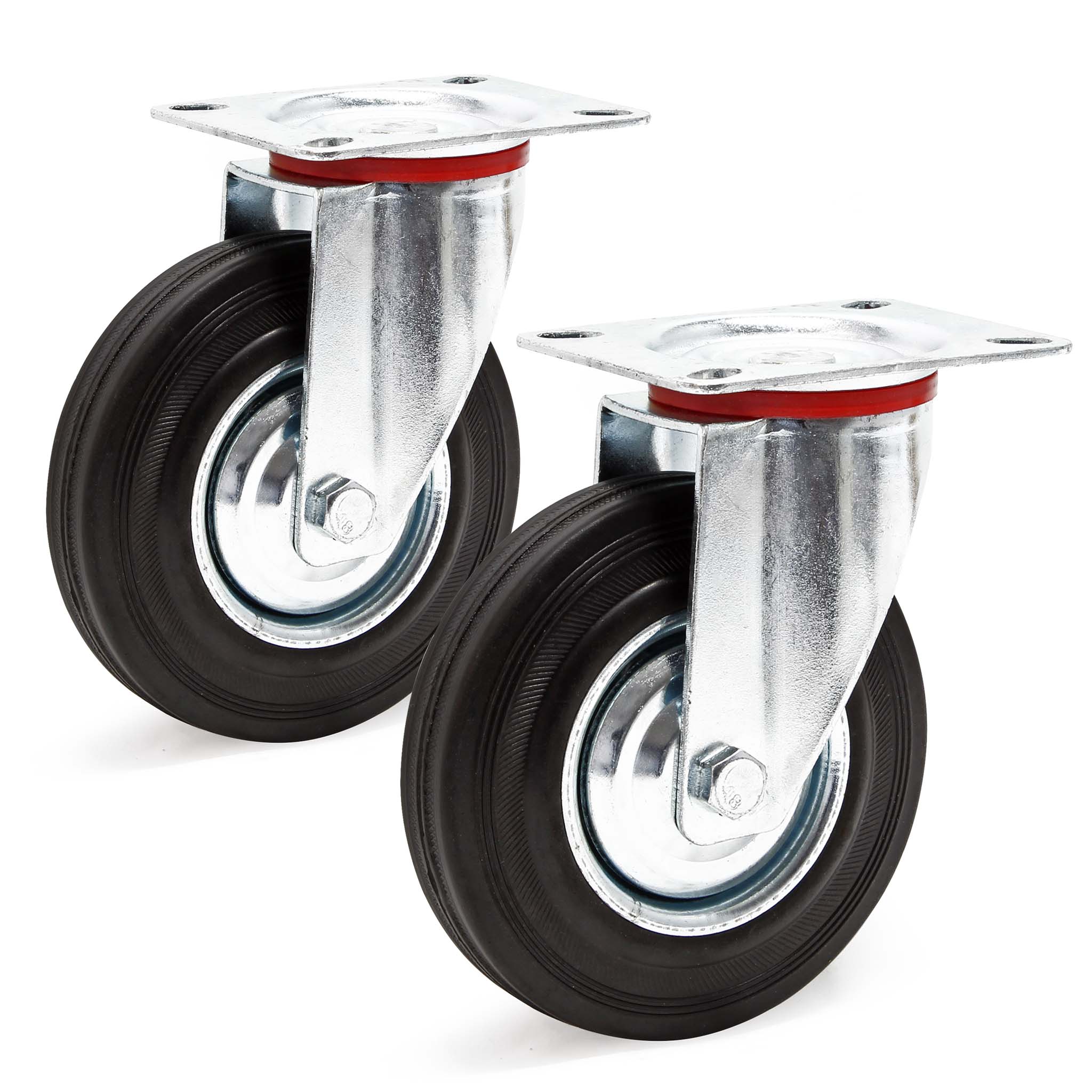 Kit de 2 Roulettes pivotantes en caoutchouc plein – Ø 125 mm – Capacité ...