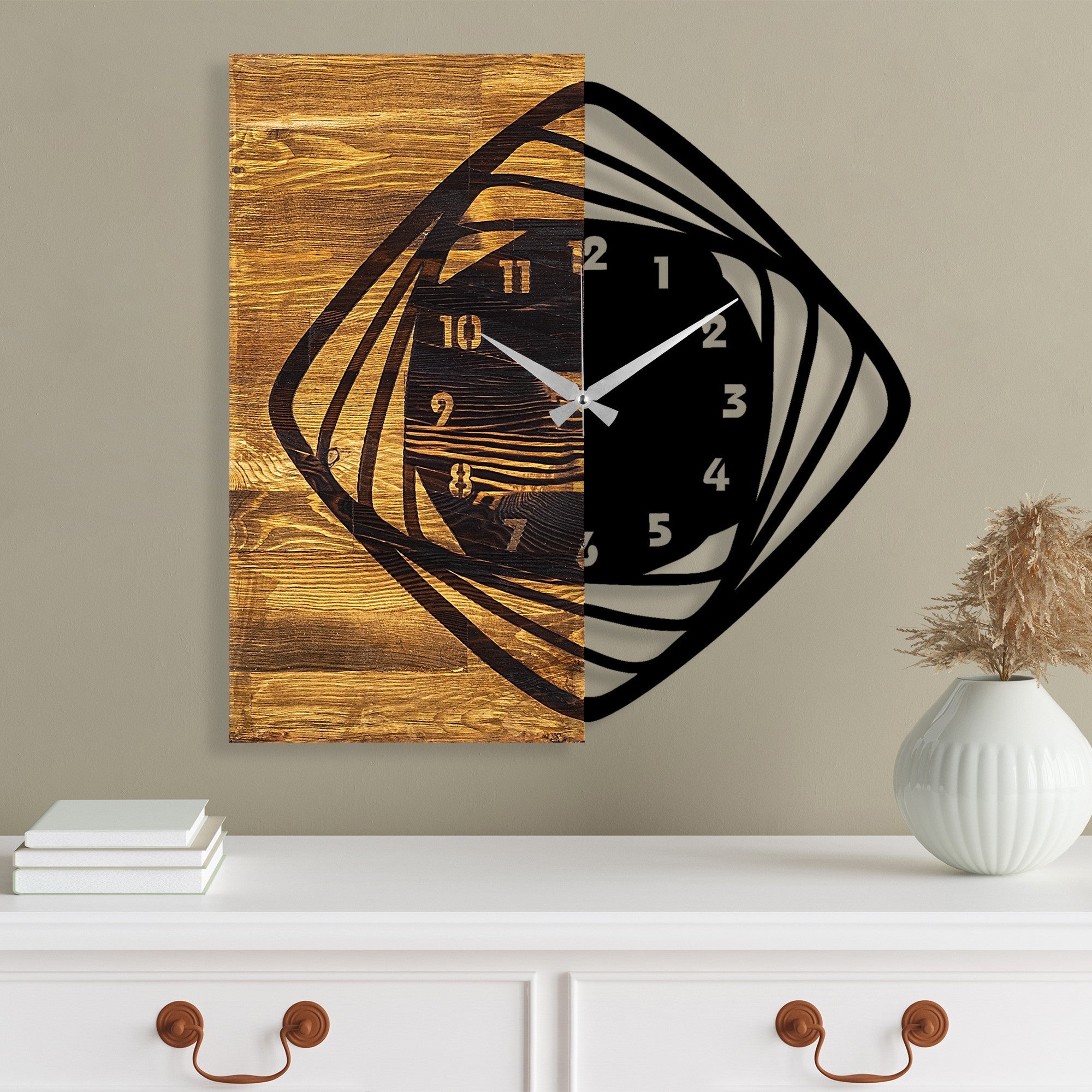 Reloj de pared madera Modelo 4 nogal negro 57x3x58 cm | Leroy Merlin
