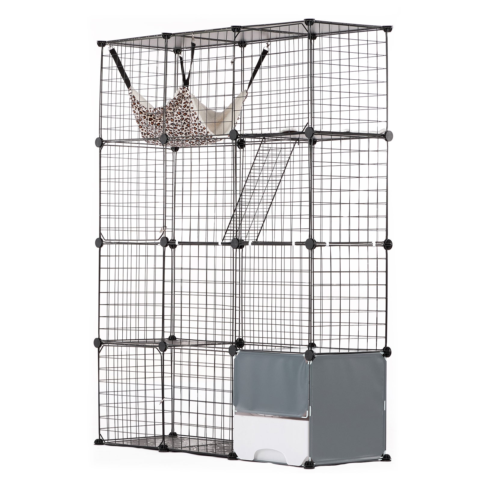 Cage pour Chat 4 Niveaux,VEVOR Enclos Modulable en Fil Métallique ...
