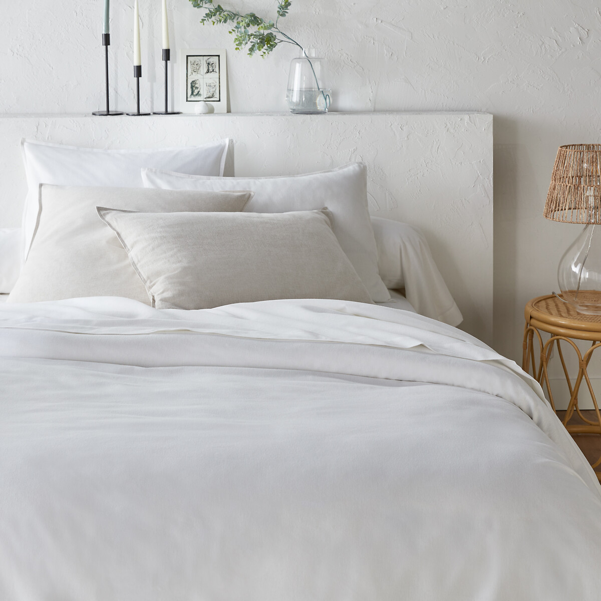 Housse de couette, flanelle coton, Clara - Blanc - 260 x 240 cm | Leroy ...