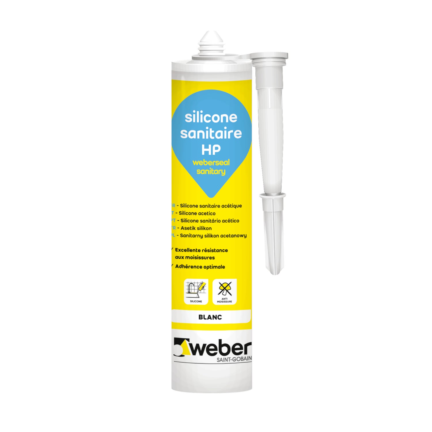 Weber Mastic sanitaire, Silicone, Blanc Pur, Salle de Bain, Cuisine ...