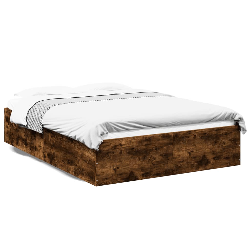 Lit double | Lit adulte | Cadre de lit chêne fumé 120x200 cm bois d ...