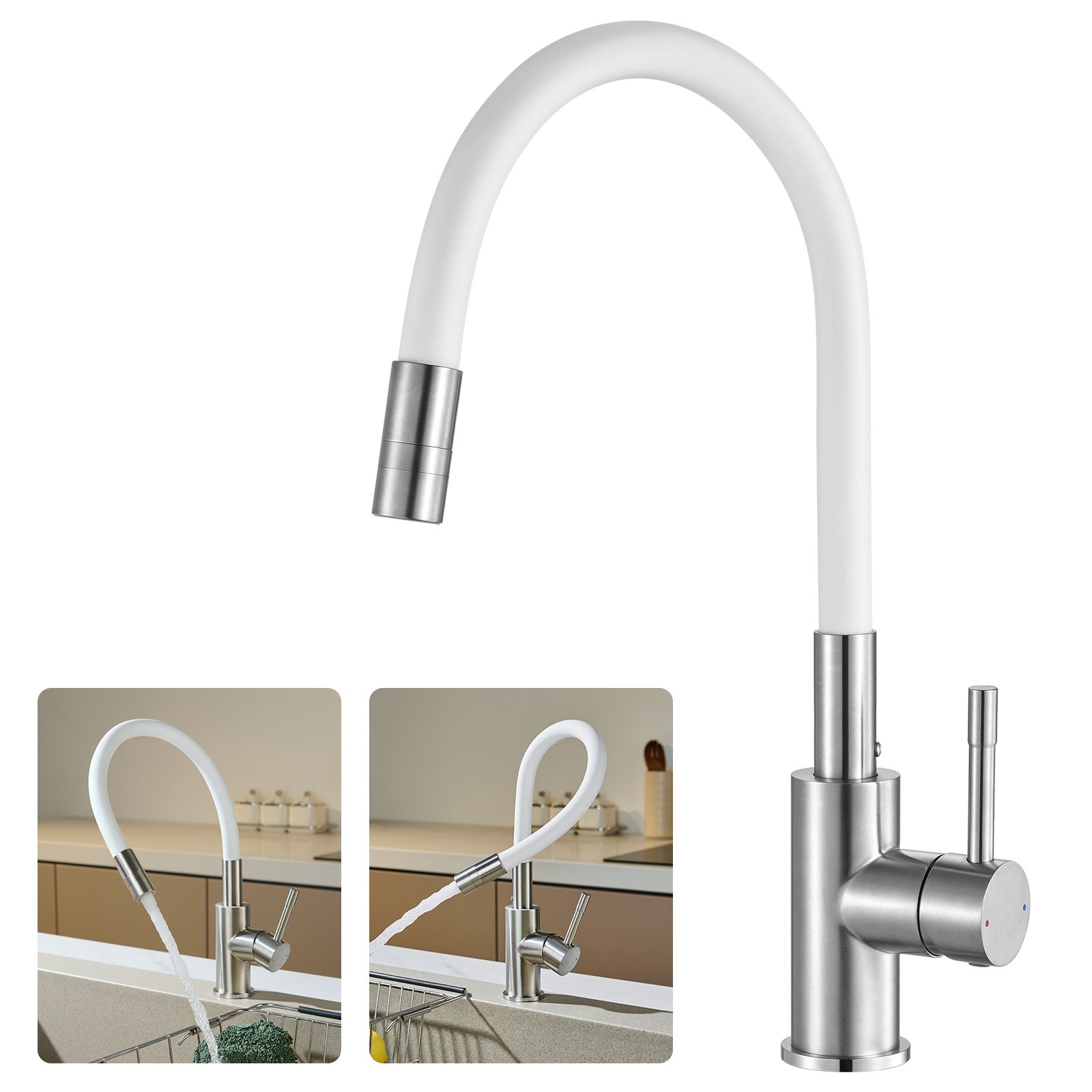 DERW MAX Robinet de cuisine avec flexible avec 2 Types de Jets ...
