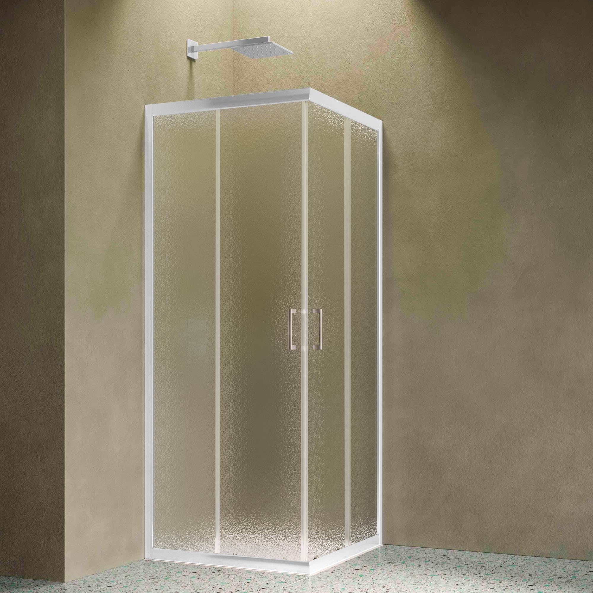 Siro - Box doccia ad angolo 90x70 cm 2 ante scorrevoli bianco/stampato ...