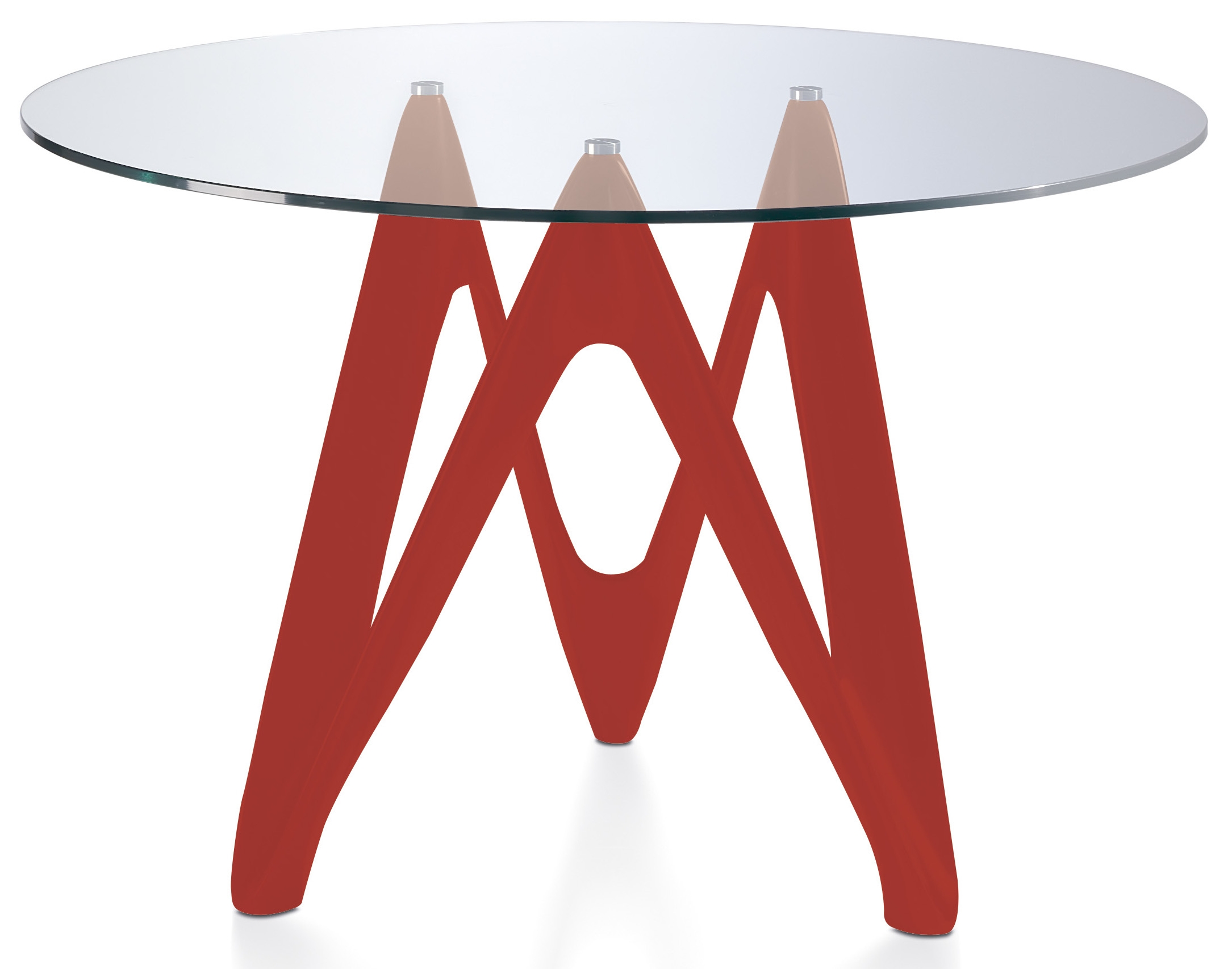 Table ronde design fibre de verre laqué rouge Perla-Dimensions D 140 x ...