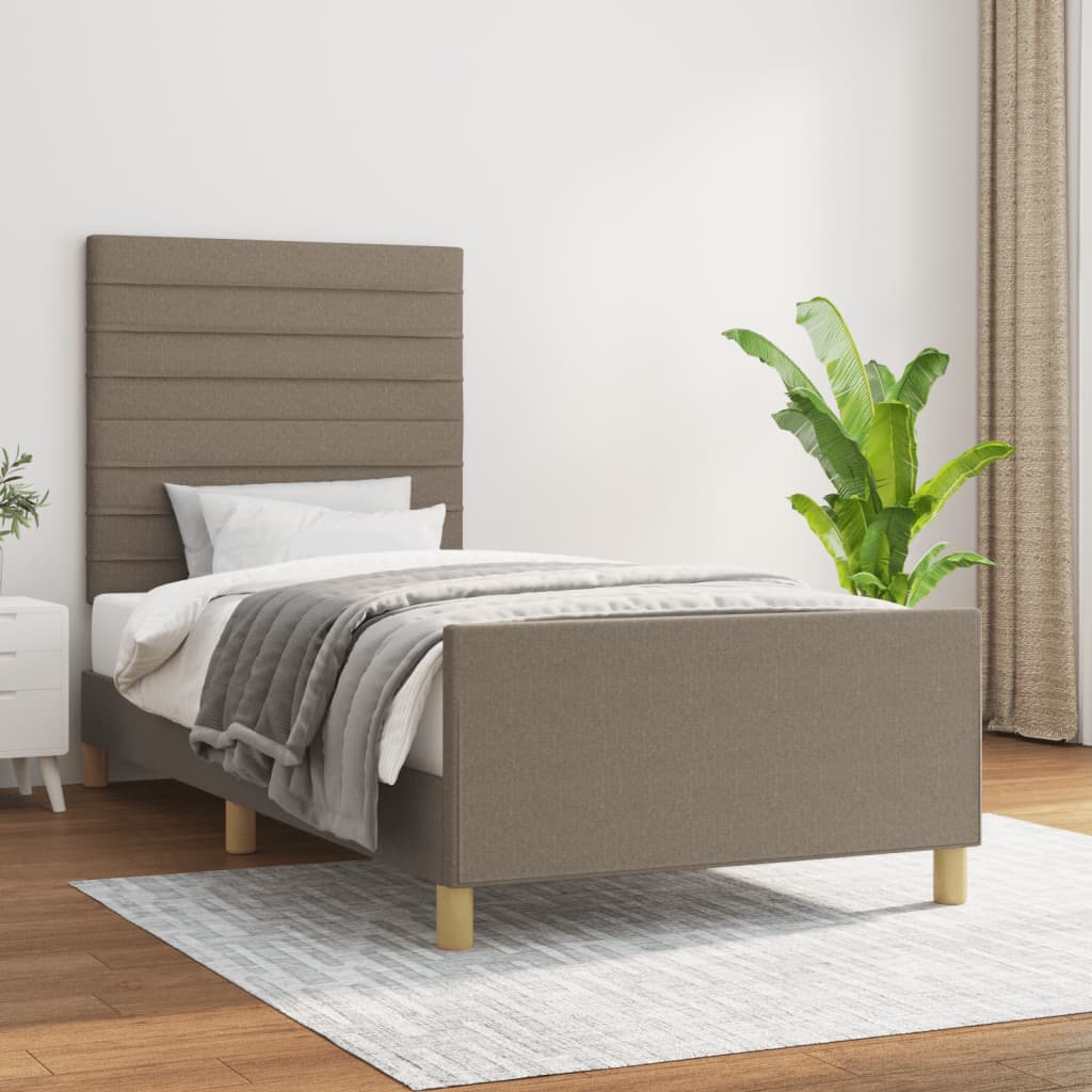 Lit simple | Lit adulte | Cadre de lit avec tête de lit Taupe 90x190 cm ...