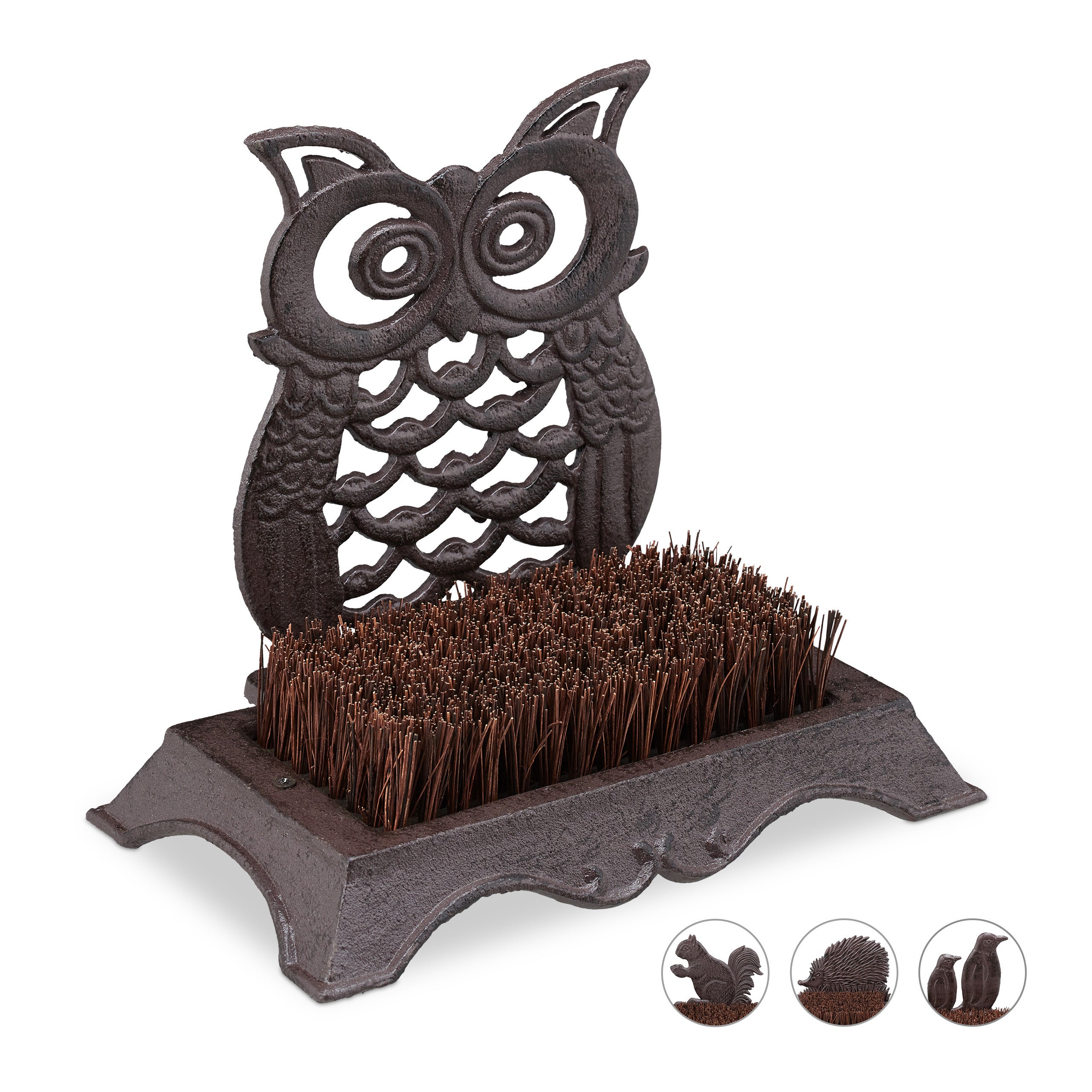 Relaxdays Spazzola per Scarpe, in Ghisa, Design a Gufo, Setole Rigide ...