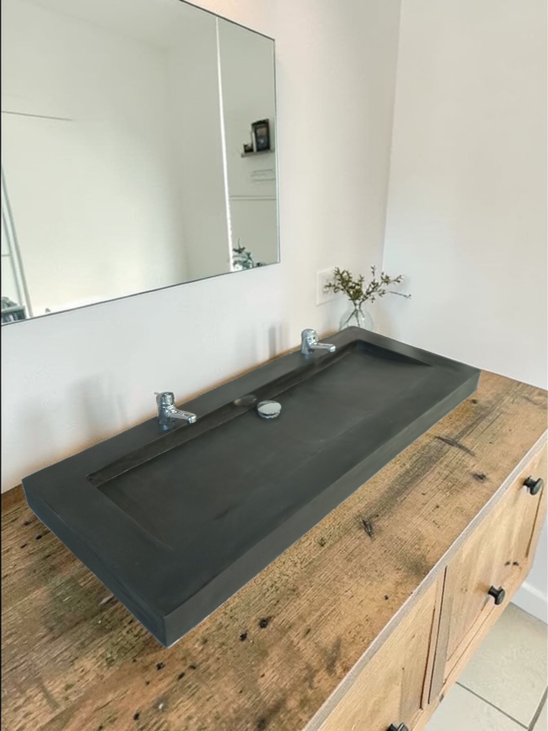 Plan double vasque noir effet marbre 120x47 cm Édition Céleste–matière ...