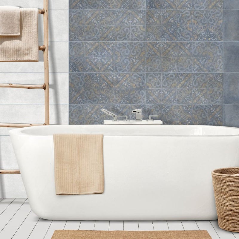 Carrelage Mur Mat CERTECA BALI Bleu Decor 20x50 (carton avec 12 unités ...