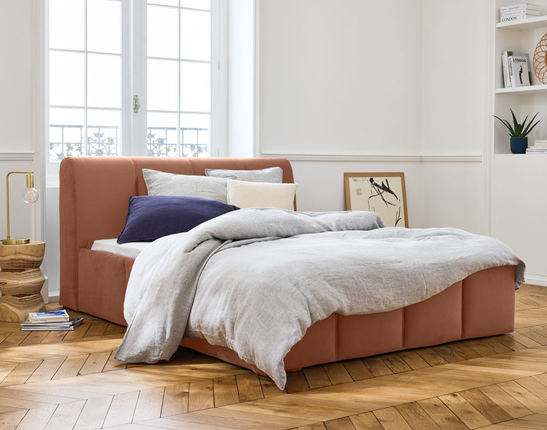 Elysia - lit coffre - 140x190 - en velours - sommier inclus | Leroy Merlin