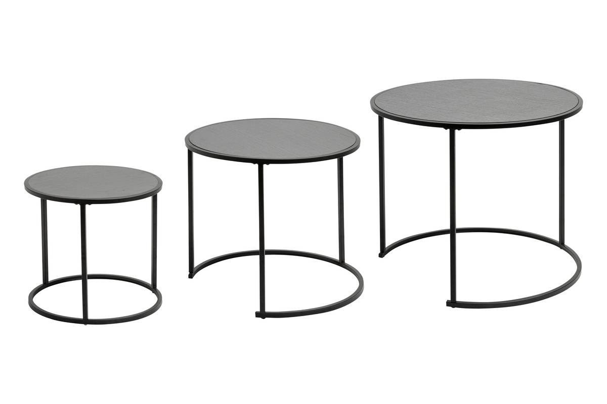Lot de 3 tables d appoint Noan noir L54 45 35cm - Atmosphera créateur d ...