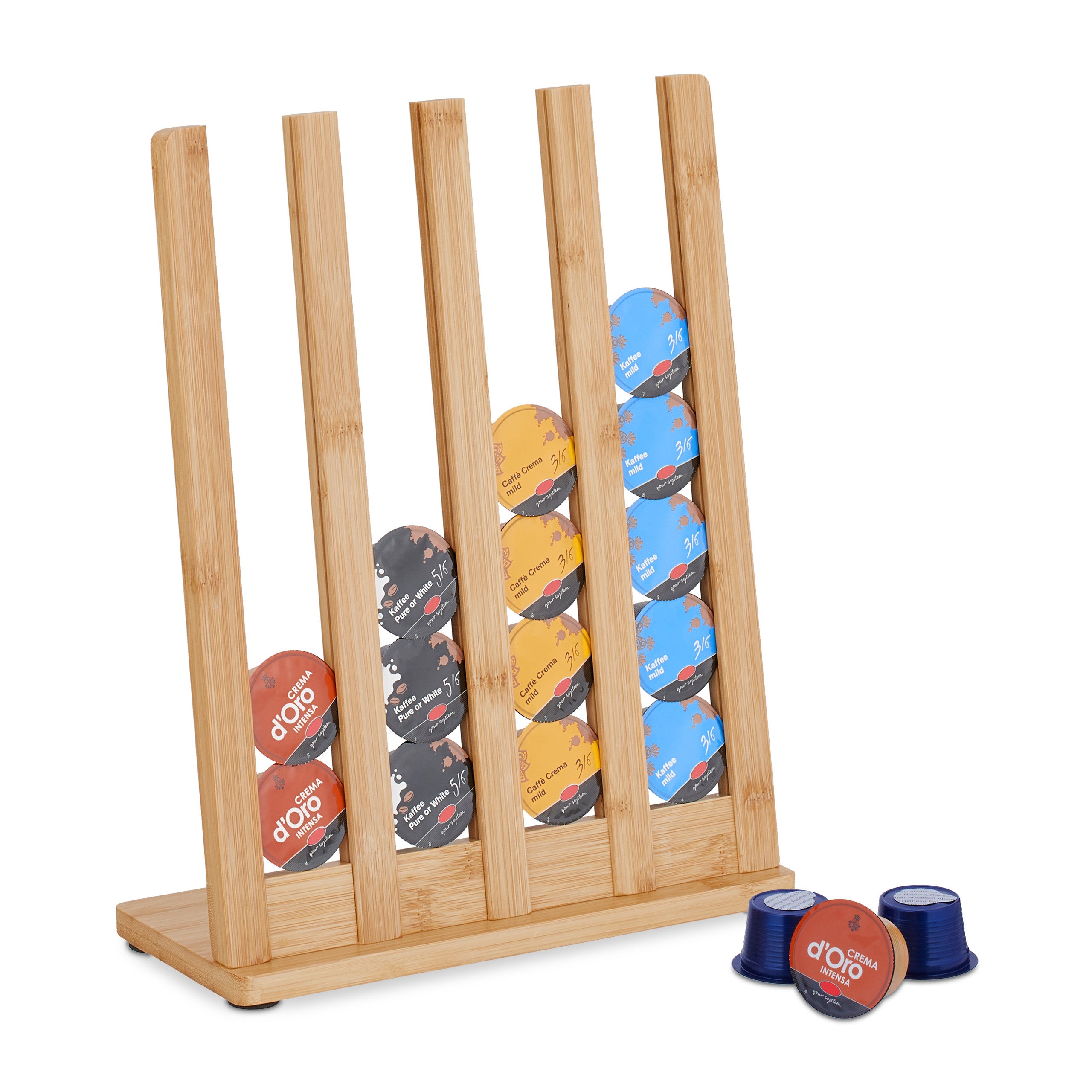 Range-capsules, support pour 28 dosettes, porte-dosettes bambou, HxLxP ...