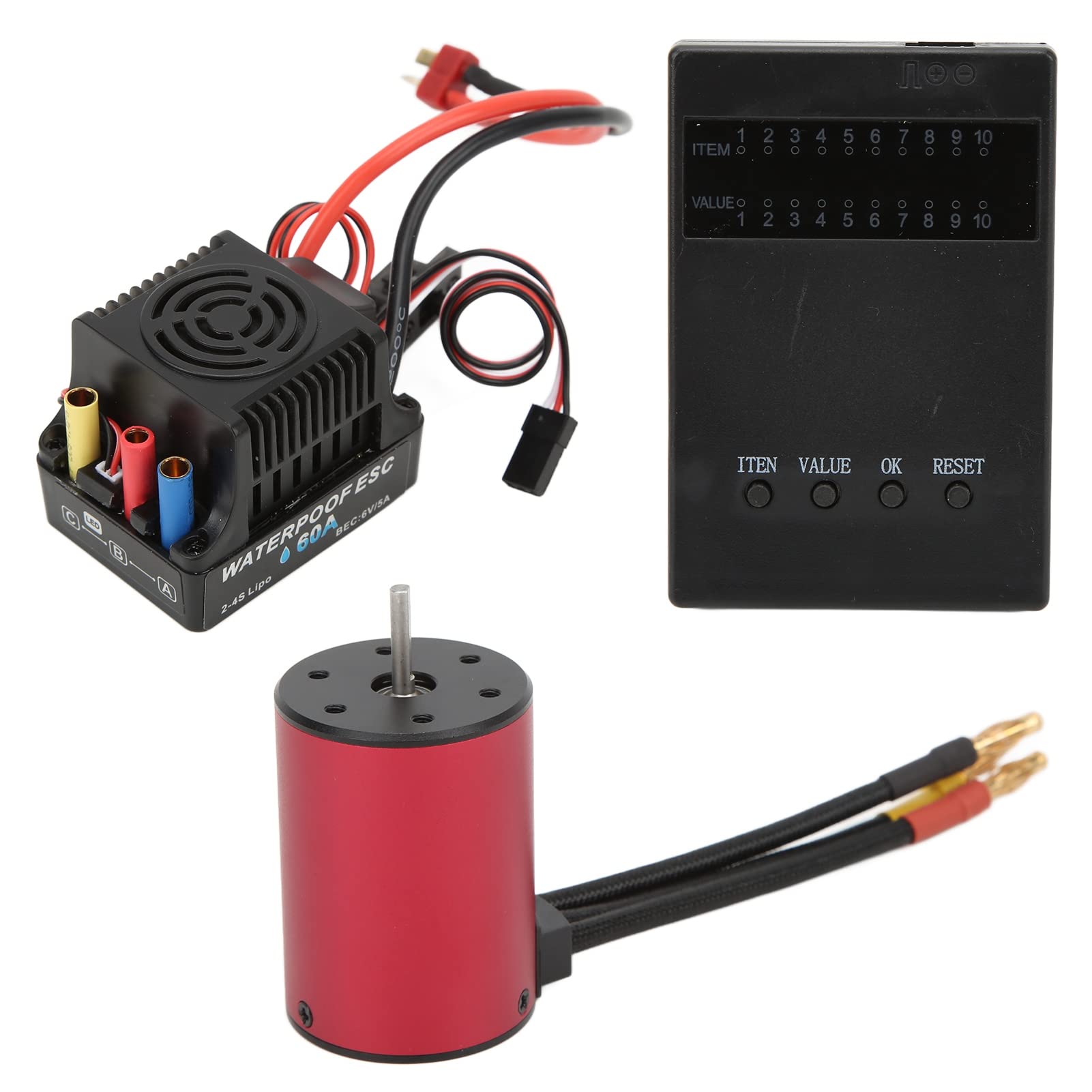 Motor sin escobillas RC 2300KV 60A ESC Kit para coche de Control remoto rojo negro aluminio 1/10 ...