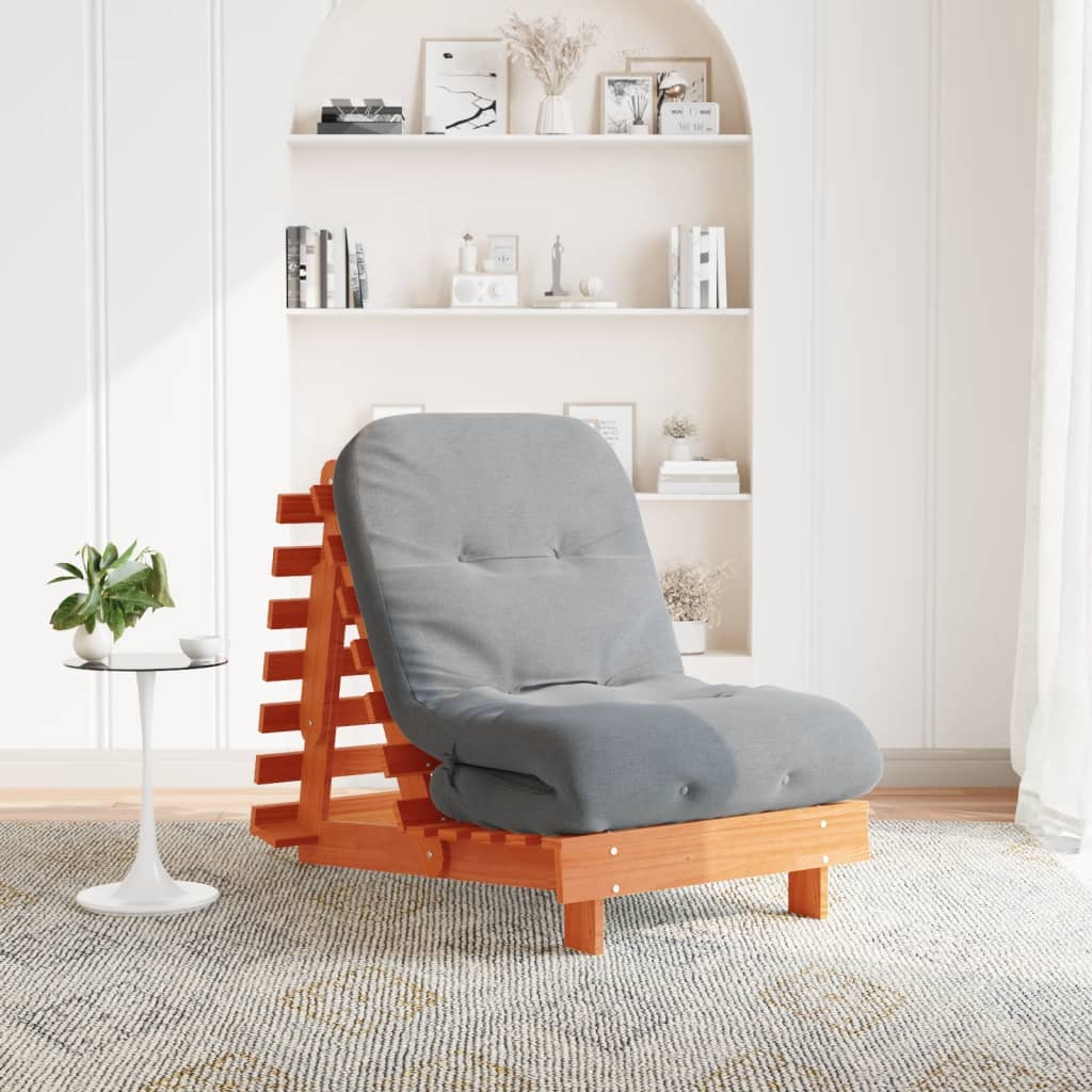 Divano letto futon con materasso 70x206x11 cm in legno di pino ...