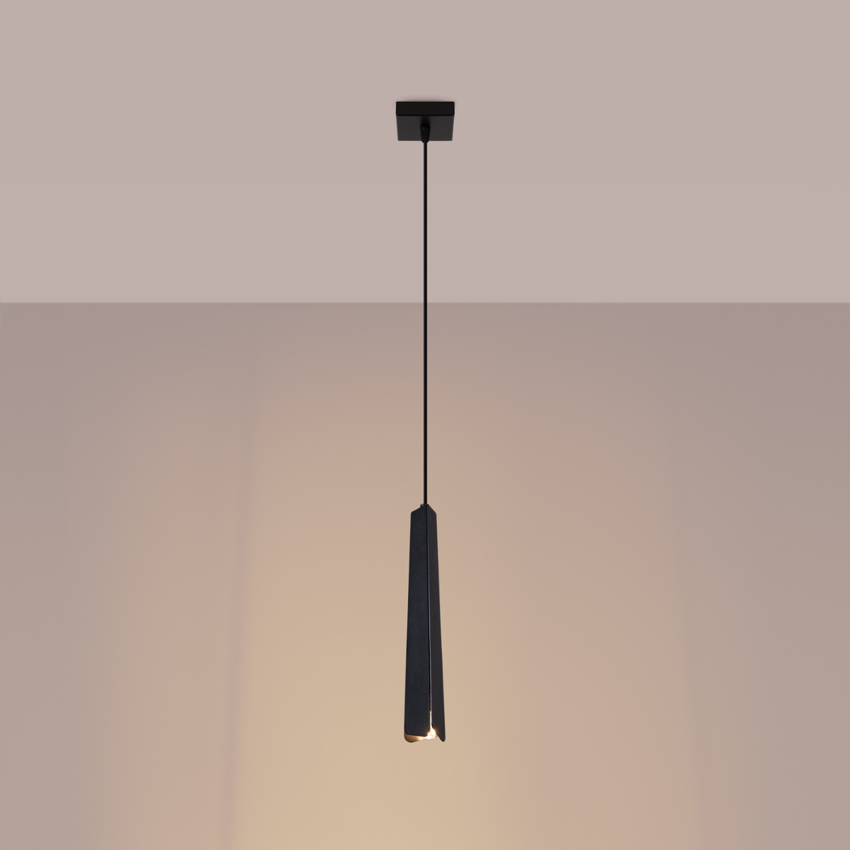 Lampe suspendue ASTEL 1 noir LED avec ampoule 3000K - 8x8x120cm Sollux ...