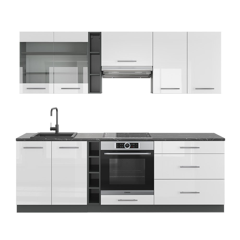 Vicco Mueble de cocina Fame-Line, Blanco brillo/antracita, 235 cm sin ...