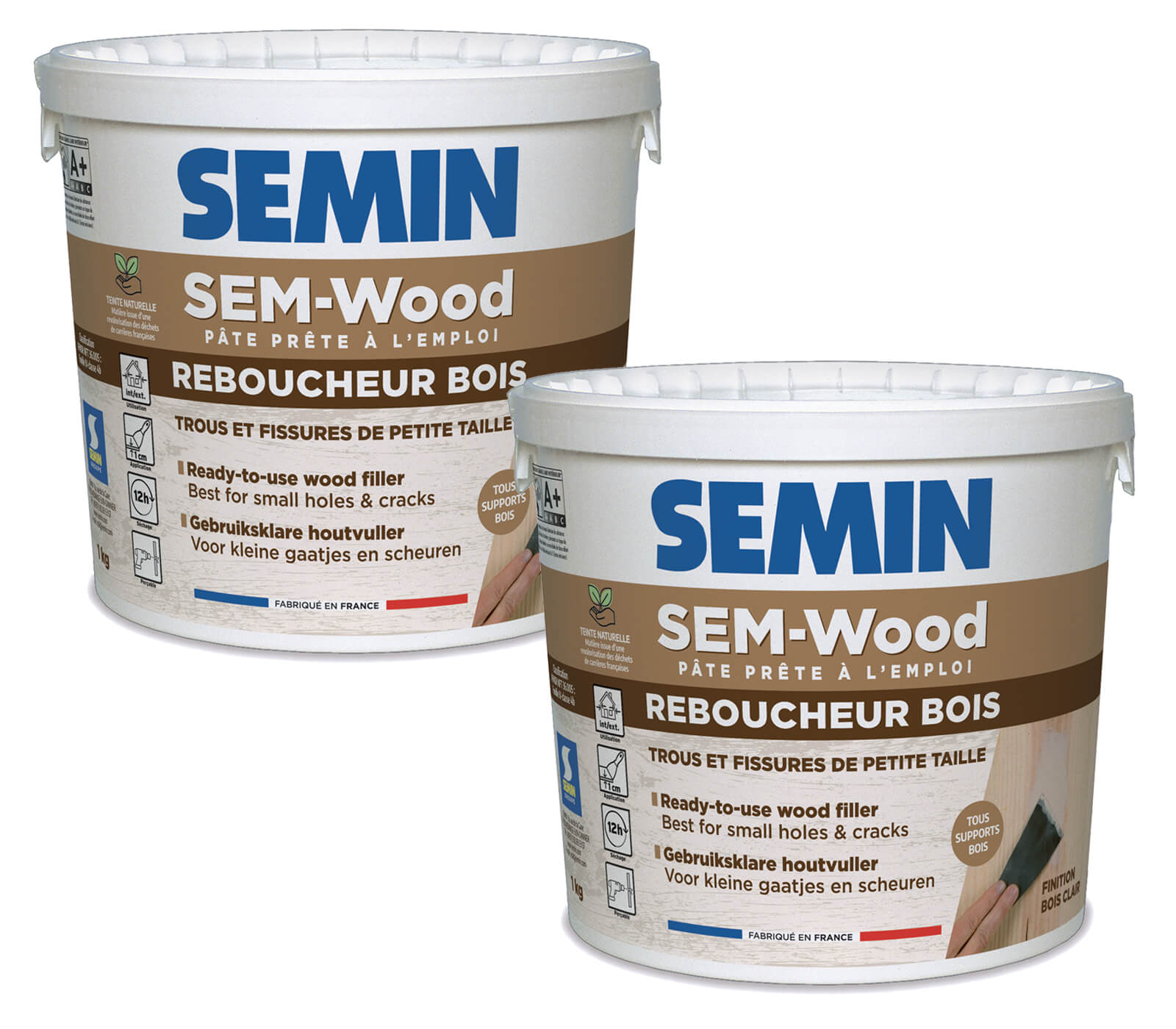Semin - Reboucheur Bois - Traitement des Trous et Fissures - Intérieur/extérieur - Finition Bois ...