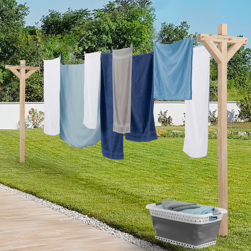 Etendoir à linge extérieur MADERA en bois 12M d'étendage | Leroy Merlin