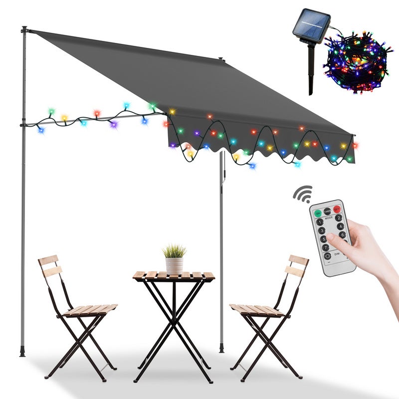 Toldo Manual con LED Retráctil de Jardín Ajustable 200cm Gris | Leroy ...