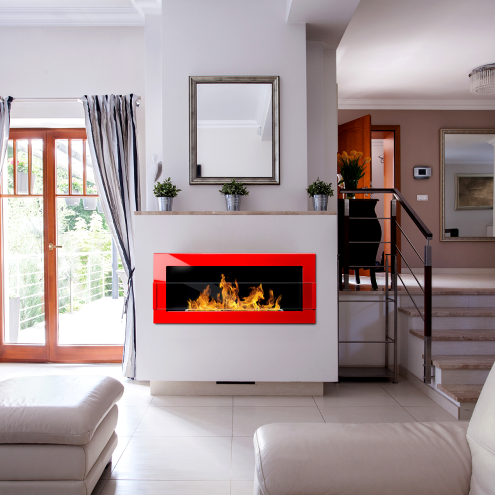 Cheminée bioéthanol - ASTRALIS - 90x40 cm - rouge brillant | Leroy Merlin