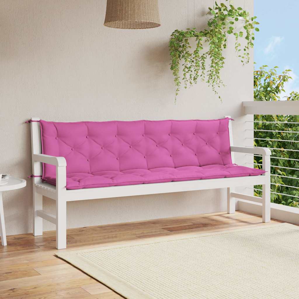 Coussins de banc de jardin lot de 2 rose 200x50x7 cm tissu | Leroy Merlin