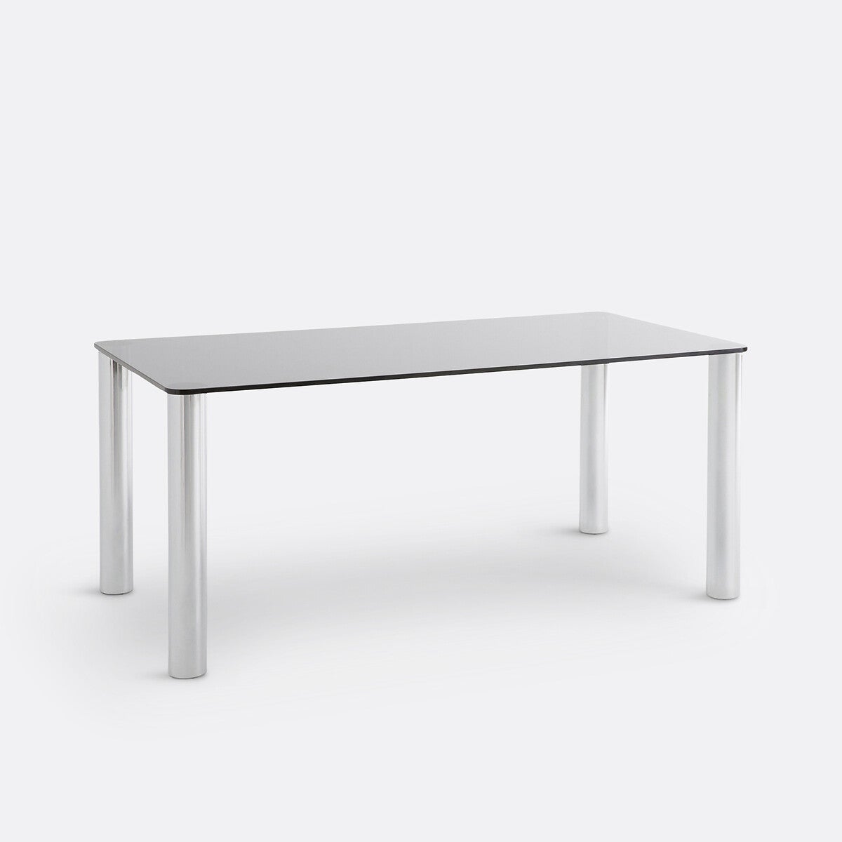 Table acier chromé et verre trempé, Ramcel - Verre fumé - 6 personnes ...