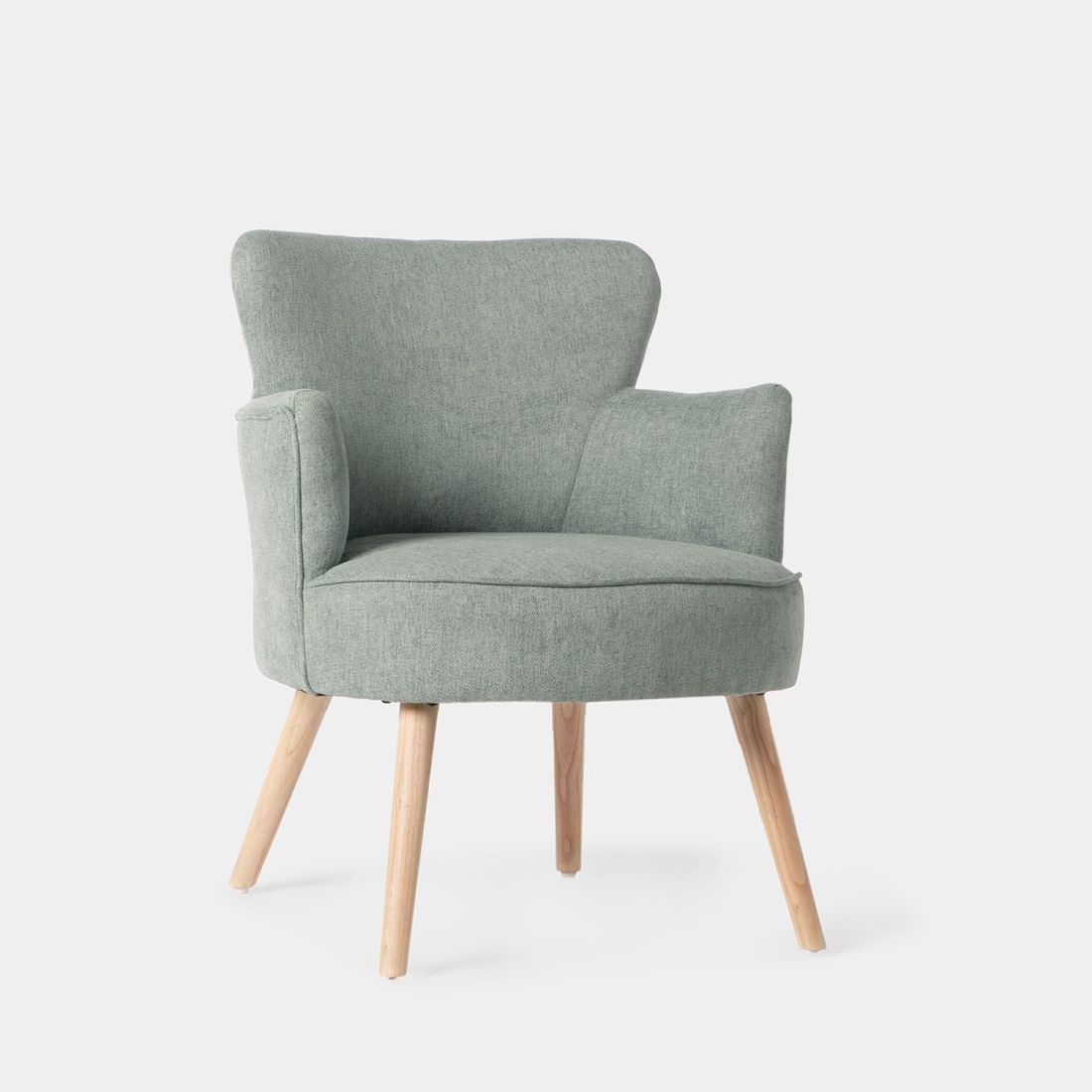 Fauteuil de lecture vert avec pieds naturels Megan | Leroy Merlin