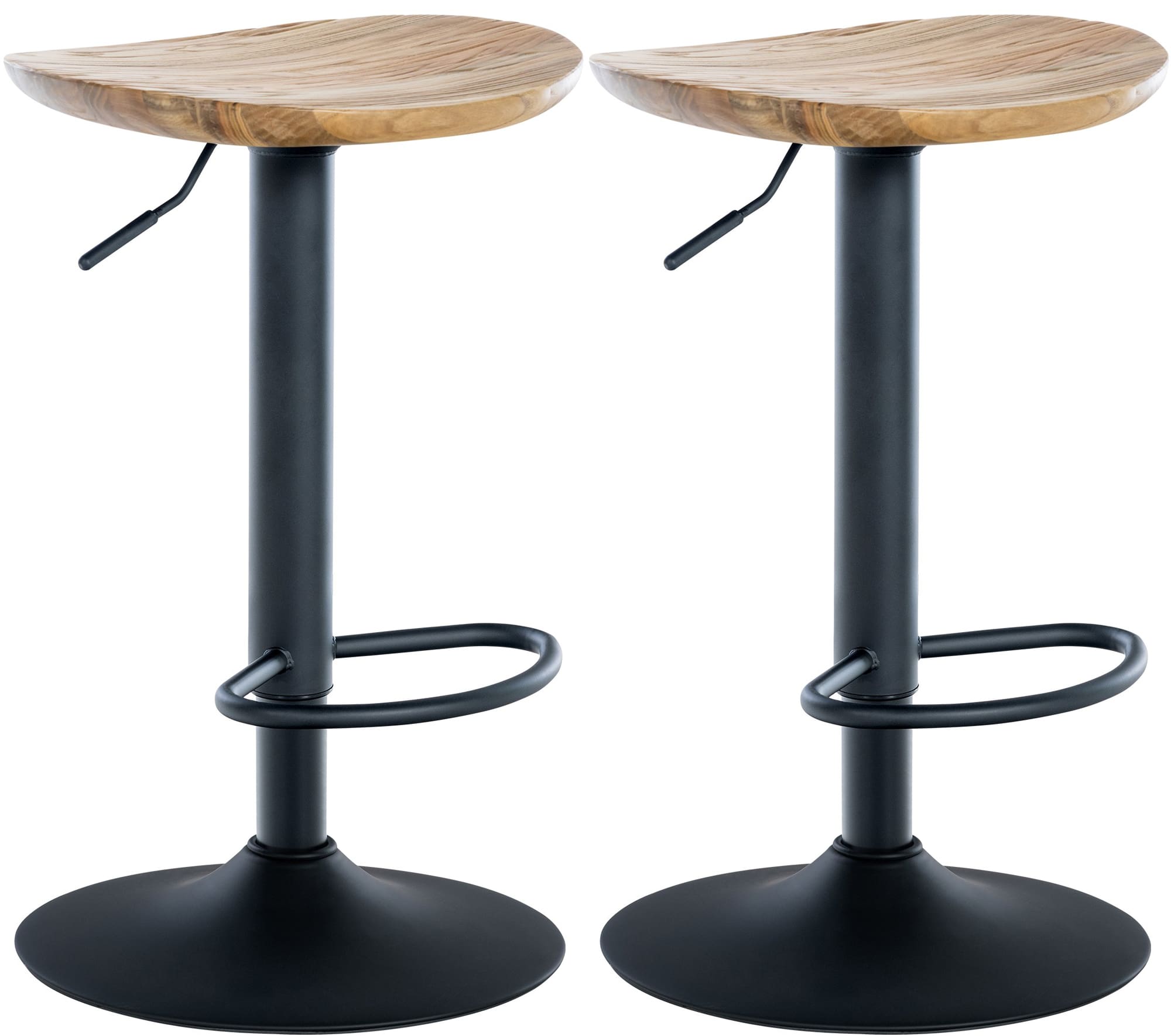 Lot de 2 Tabourets de bar Skelde avec assise en bois Pied en Métal ...