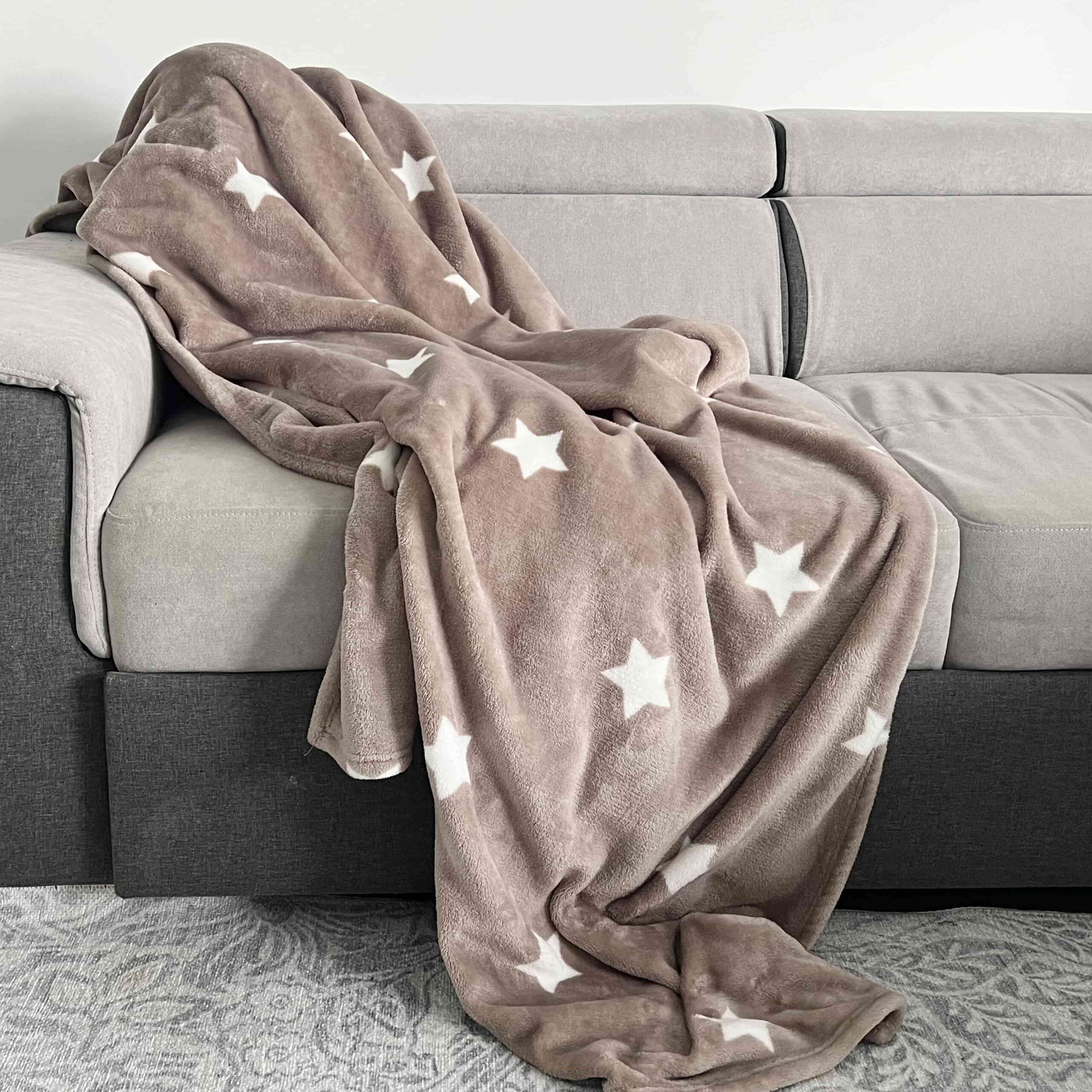 Manta Grande Marrón Topo Estrellas 220x240 cm | Leroy Merlin