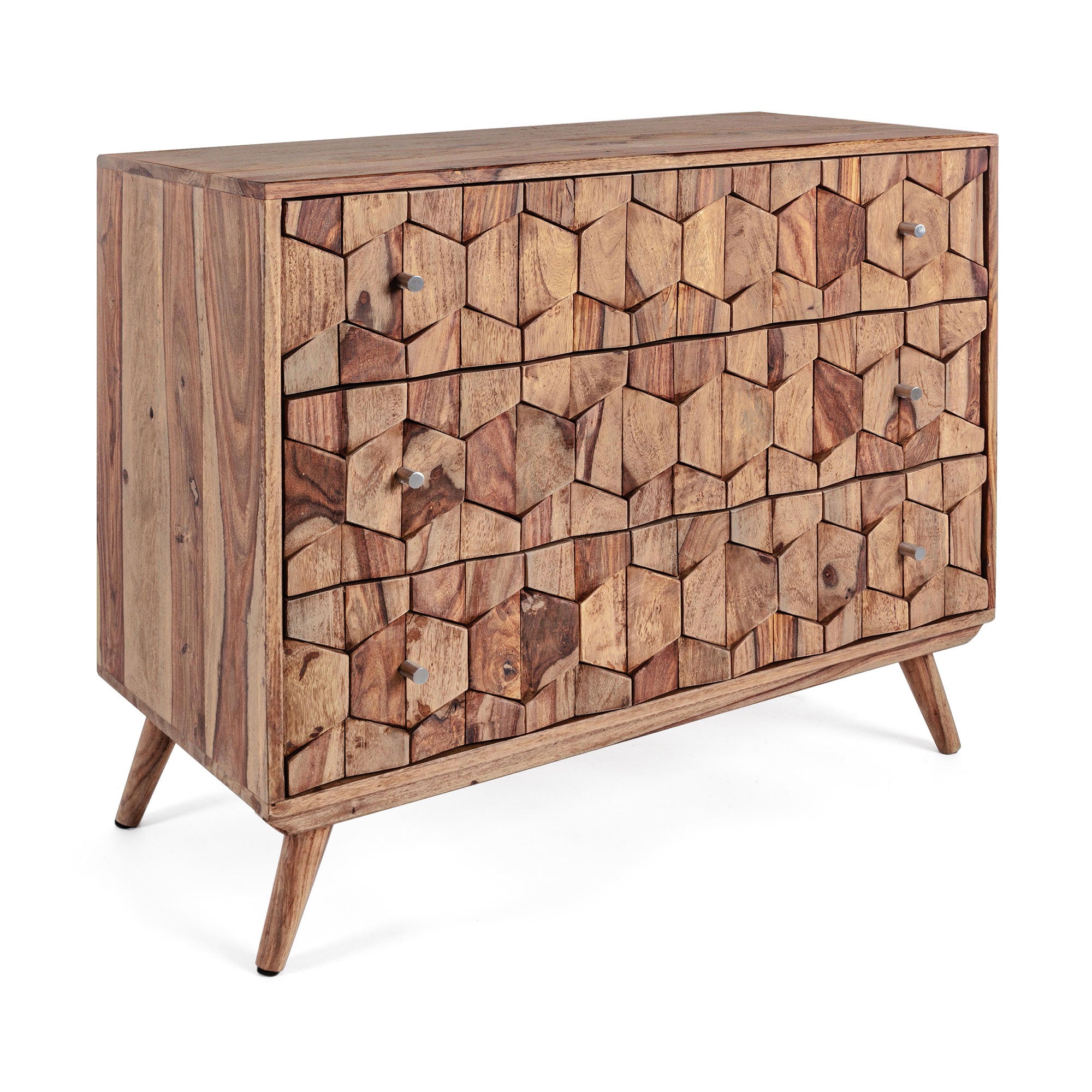 Commode 3 tiroirs 87,5x40x77 cm en bois de sheesham - SAÏKO | Leroy Merlin