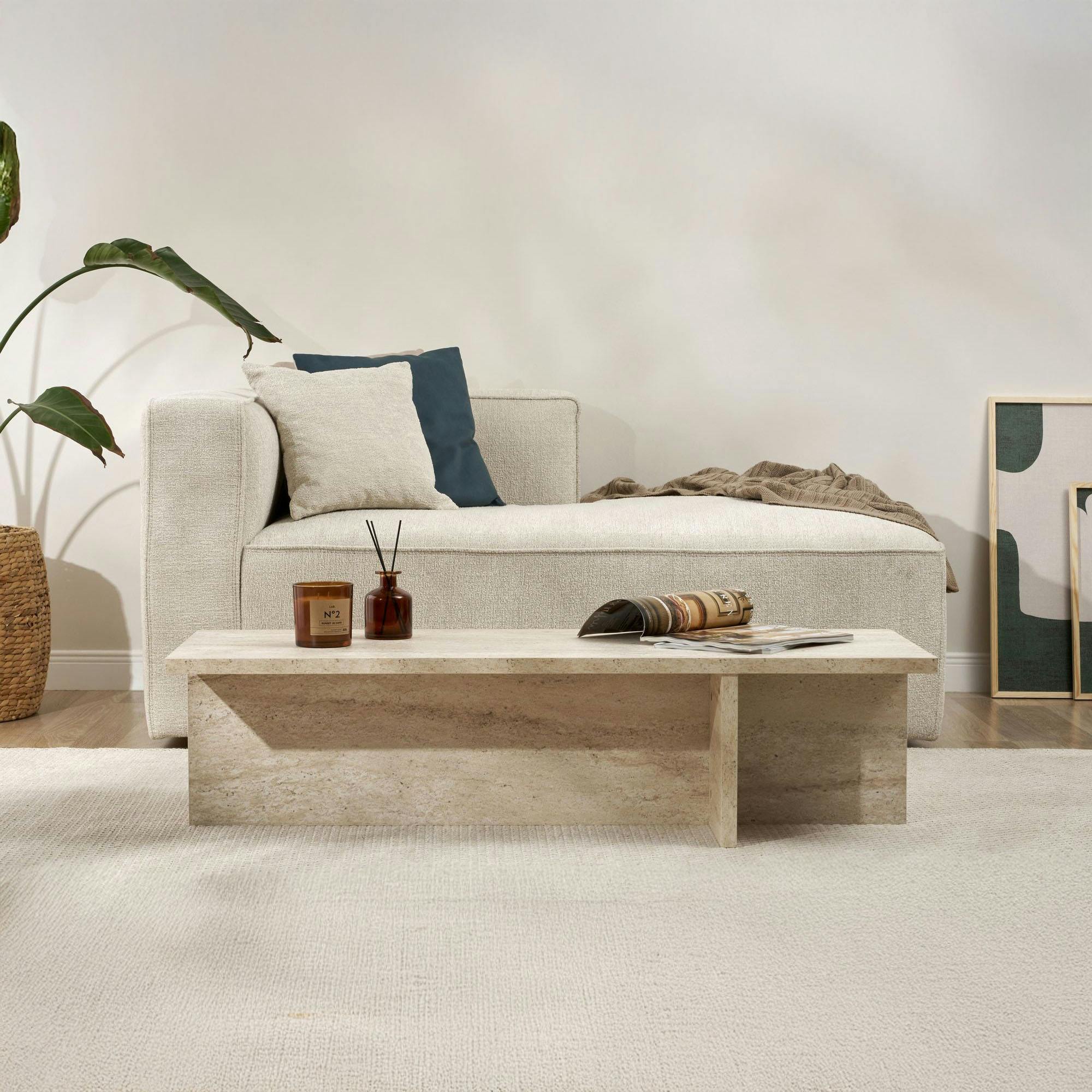 Table basse moderne minimaliste - effet travertin MARFA | Leroy Merlin