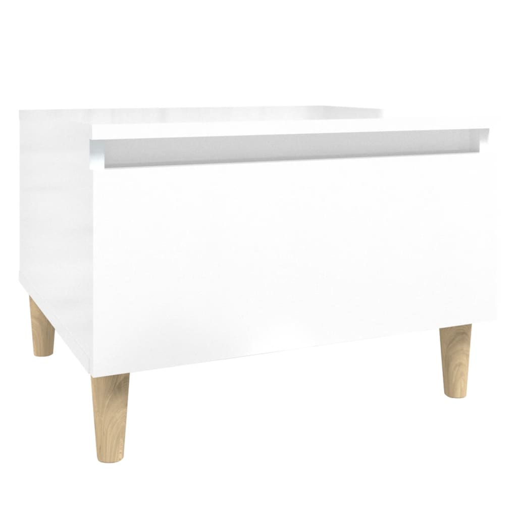 Table d'appoint en contreplaqué blanc brillant 50x46x35 cm - COMFORTXL ...