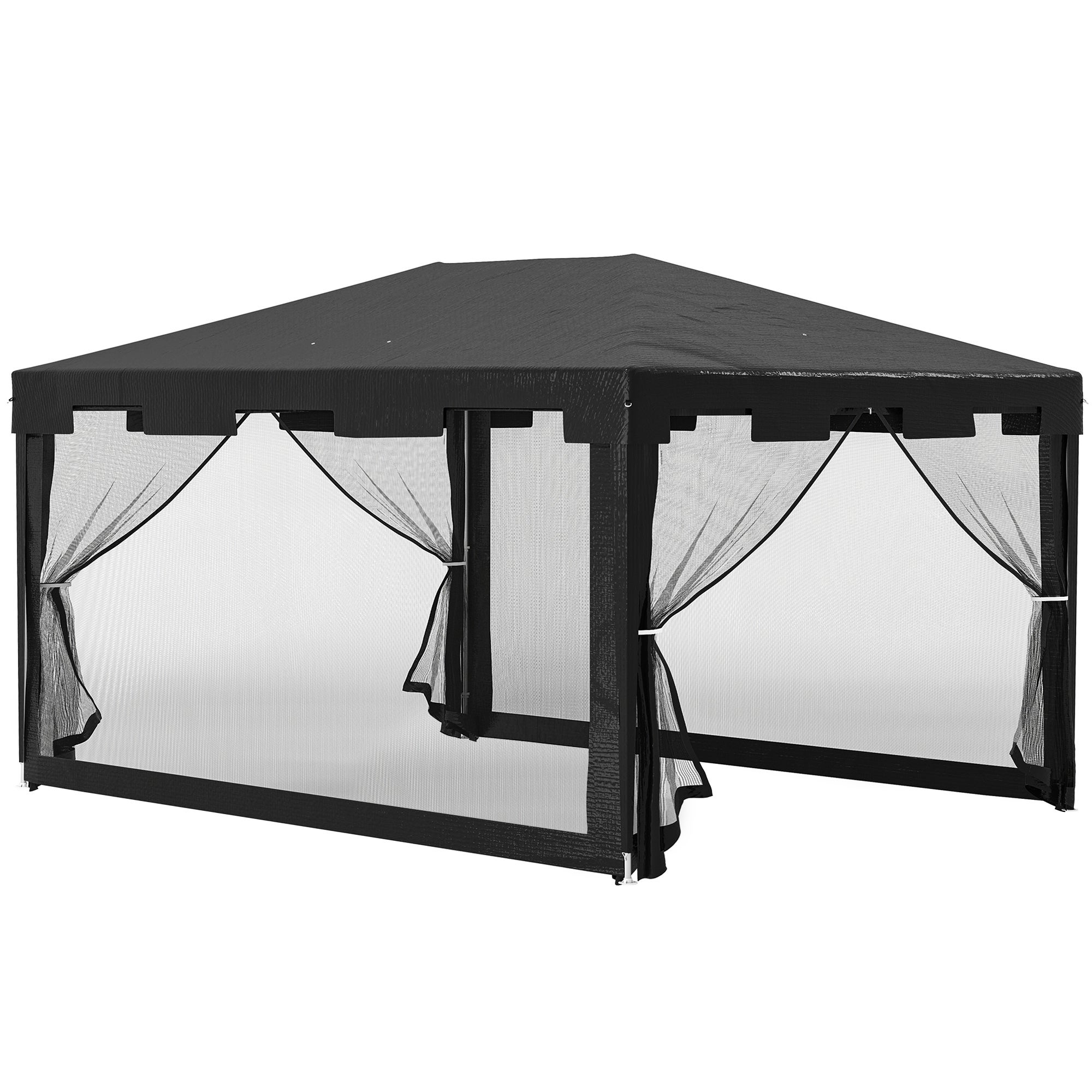 Carpa de Jardín OUTSUNNY Metal, PE Gris Oscuro 395x295x255 cm | Leroy ...