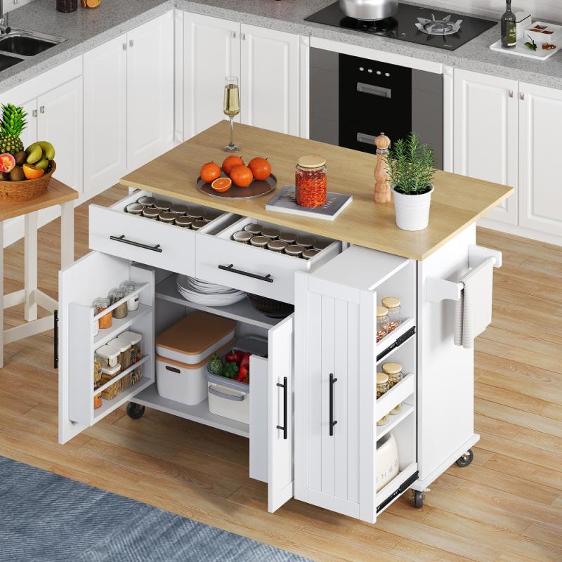 Îlot de Cuisine Mobile 120×40 cm avec Tiroirs, 3 Niveaux Organisateur ...