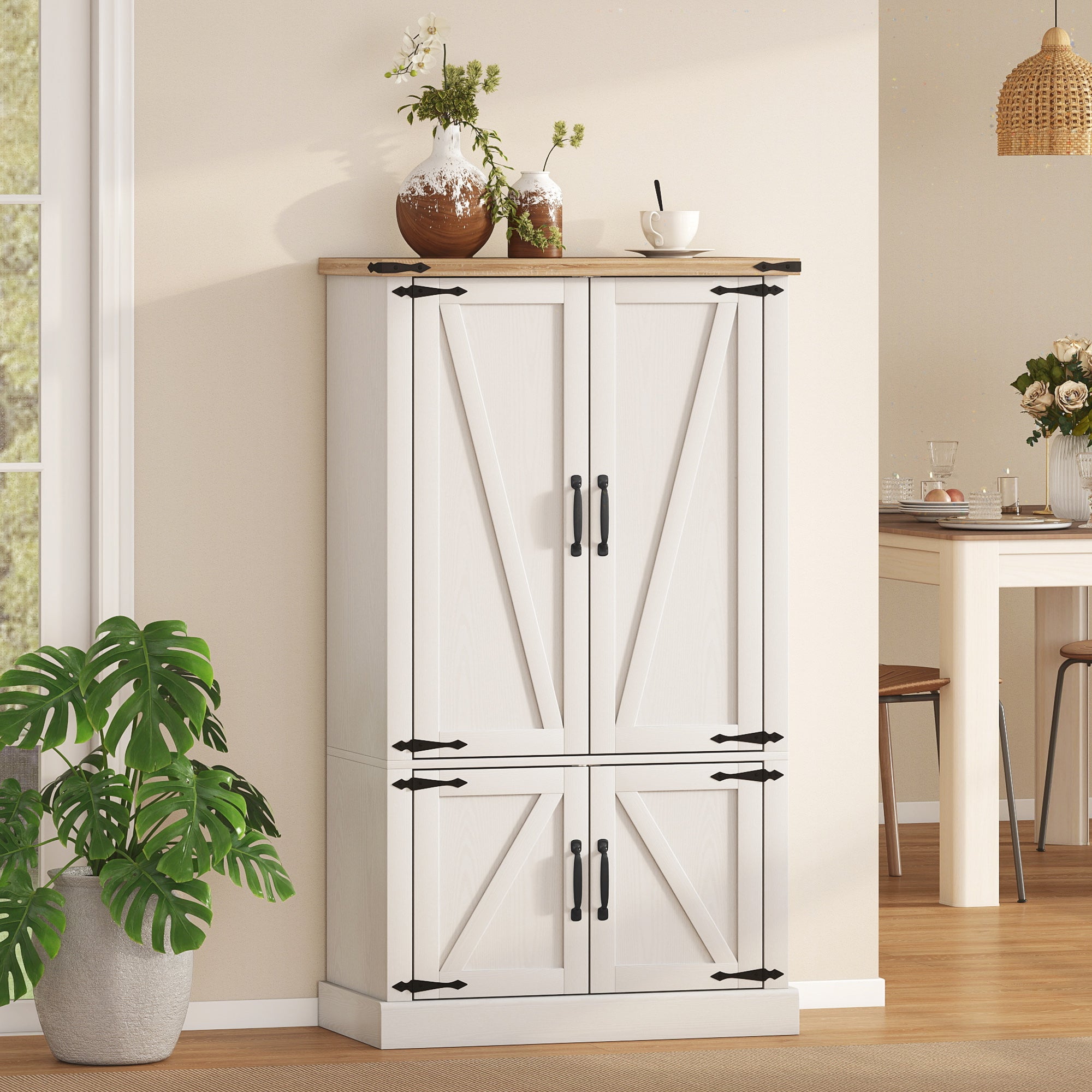 Buffet cuisine armoire 4 portes 6 porte-épices étagères réglables 76 ...
