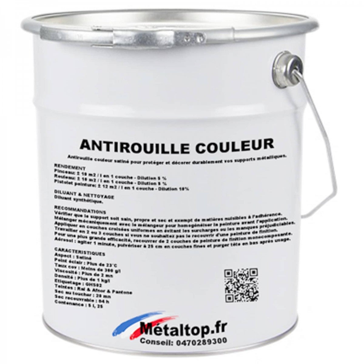 Antirouille Couleur - Metaltop - Gris brun - RAL 7013 - Pot 15L | Bricoman