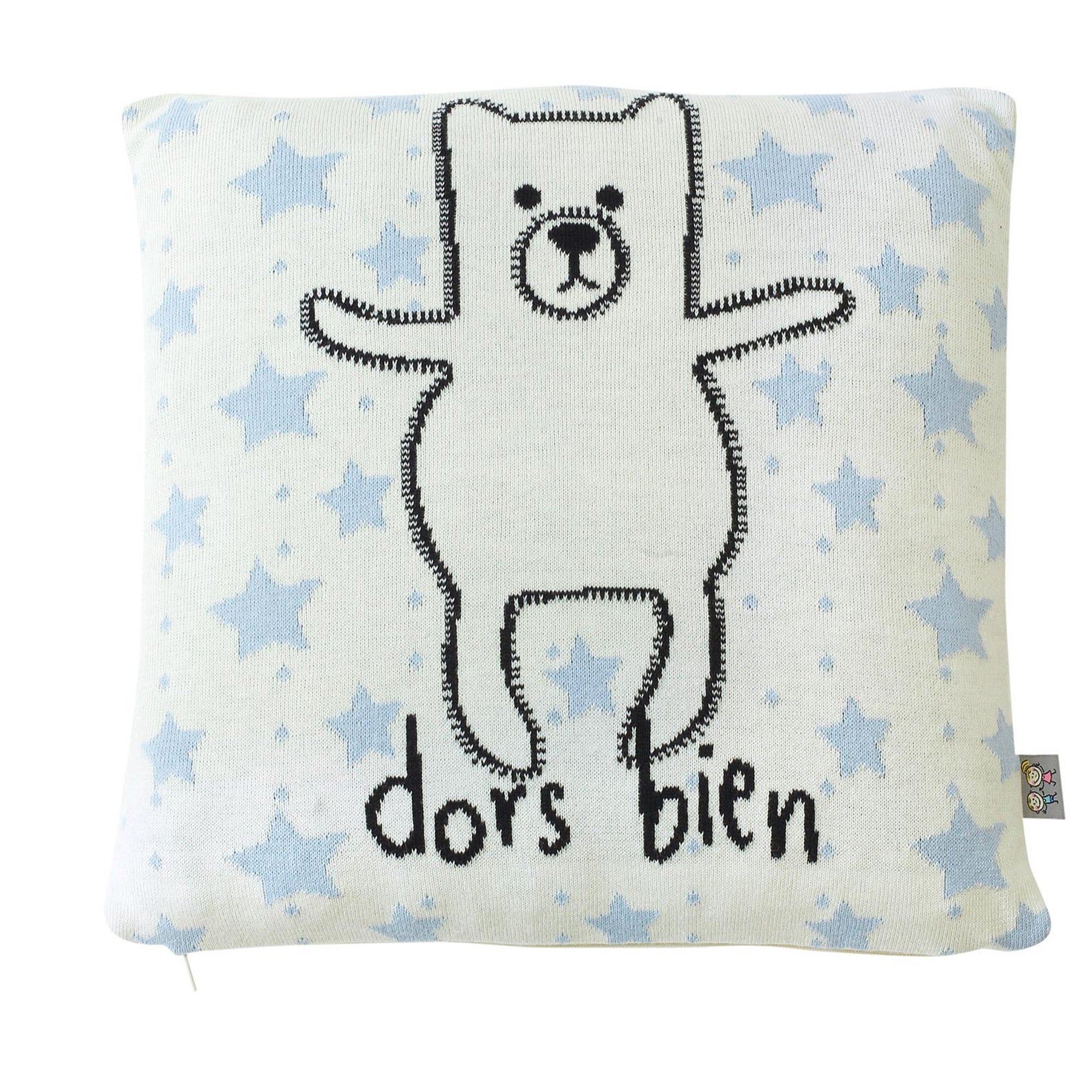 Taie de coussin enfant en coton bio tricoté, Ourson | Leroy Merlin