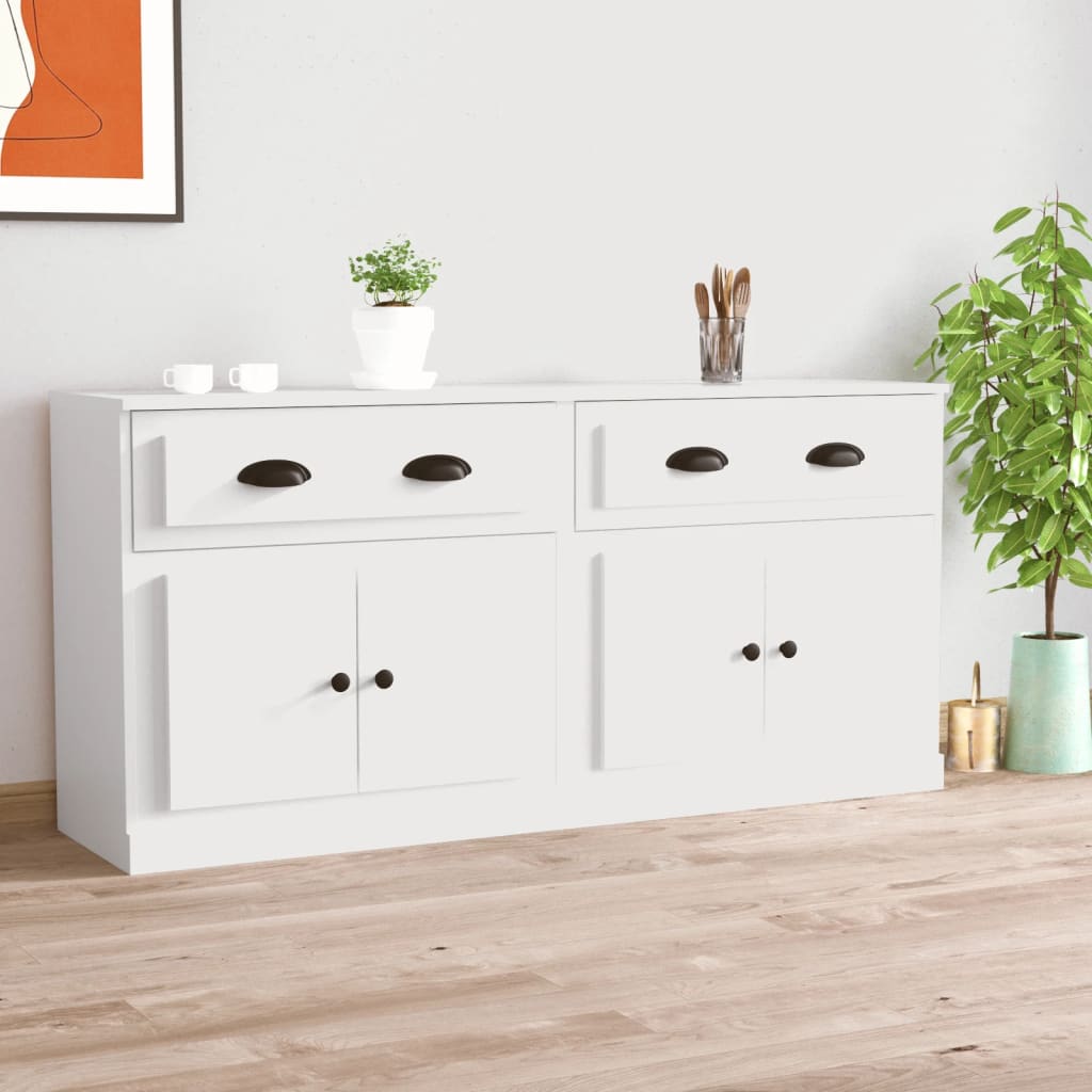 Maison Exclusive - Buffets 2 pcs blanc bois d'ingénierie | Leroy Merlin