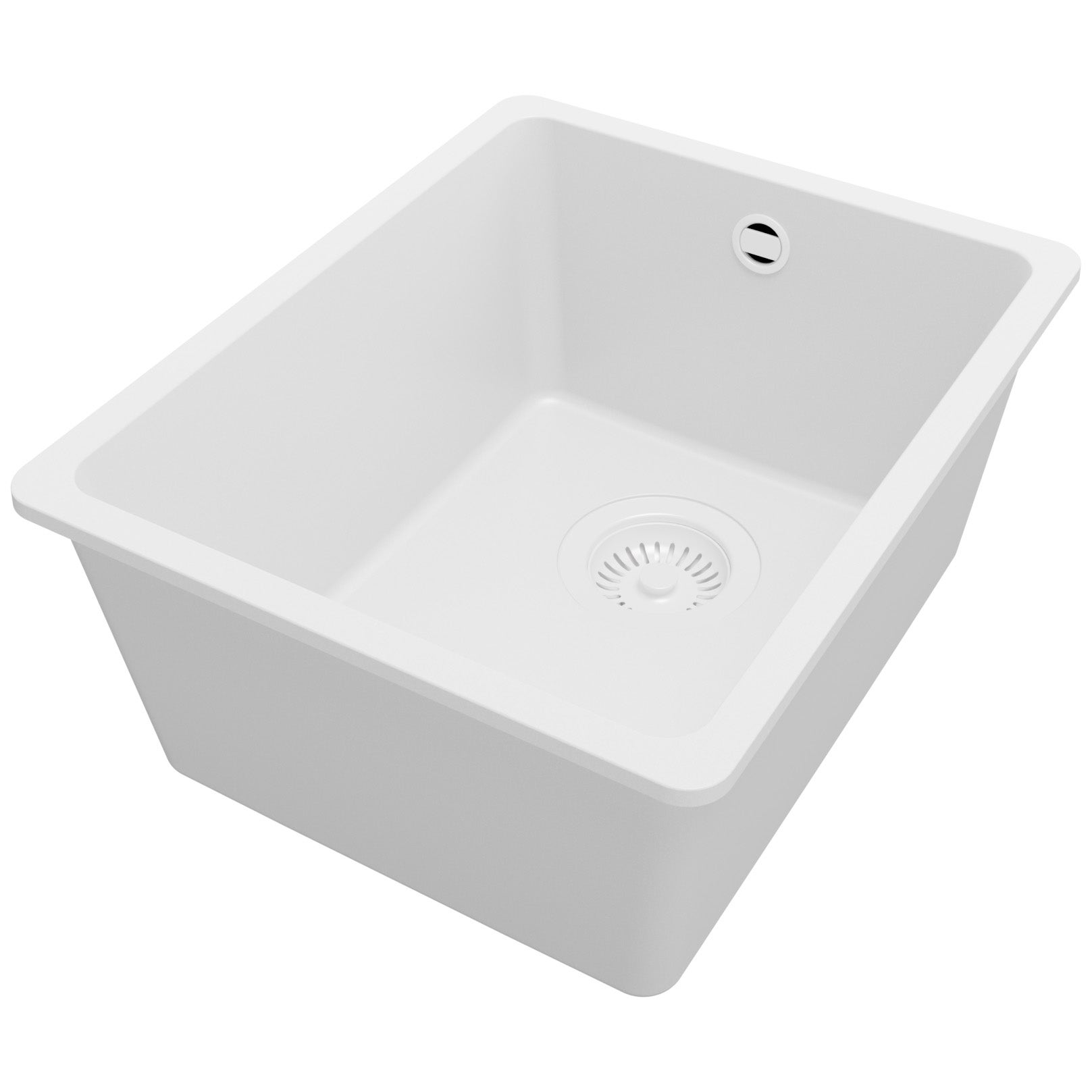 Evier Sous Plan Tout Blanc 36x44cm, Evier en Granit 1 bac + Kit de ...