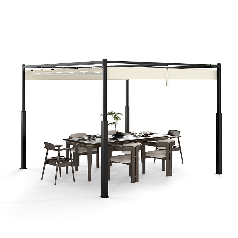 Pergola toit rétractable 4 pieds 3x3 M tonnelle beige | Leroy Merlin